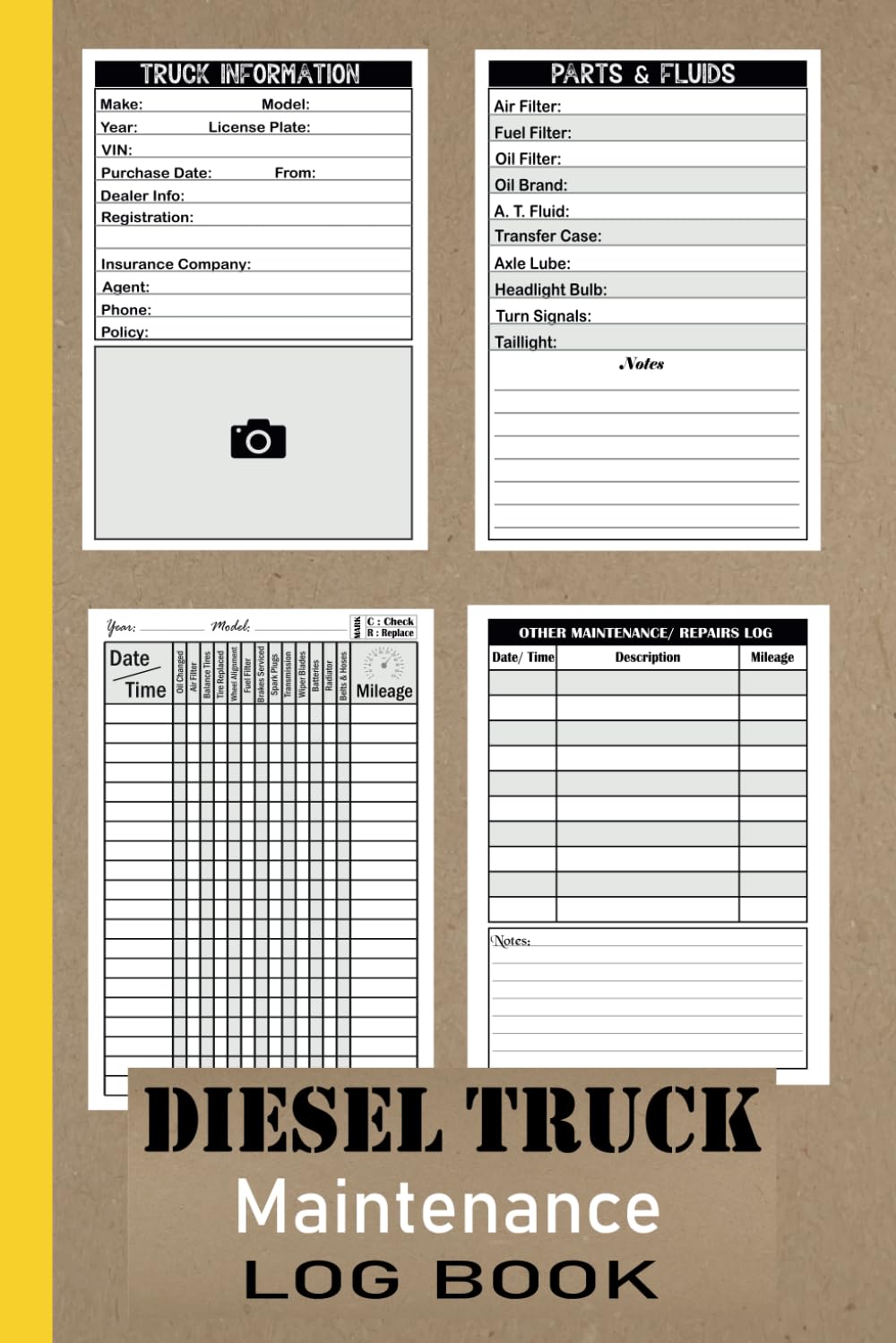 Diesel Truck Maintenance Log Book: Service and Repair Record Book For ...