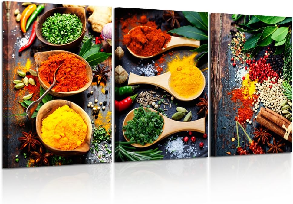 Amazon.com: KREATIVE ARTS - Kitchen Pictures Wall Decor 3 Piece Set ...