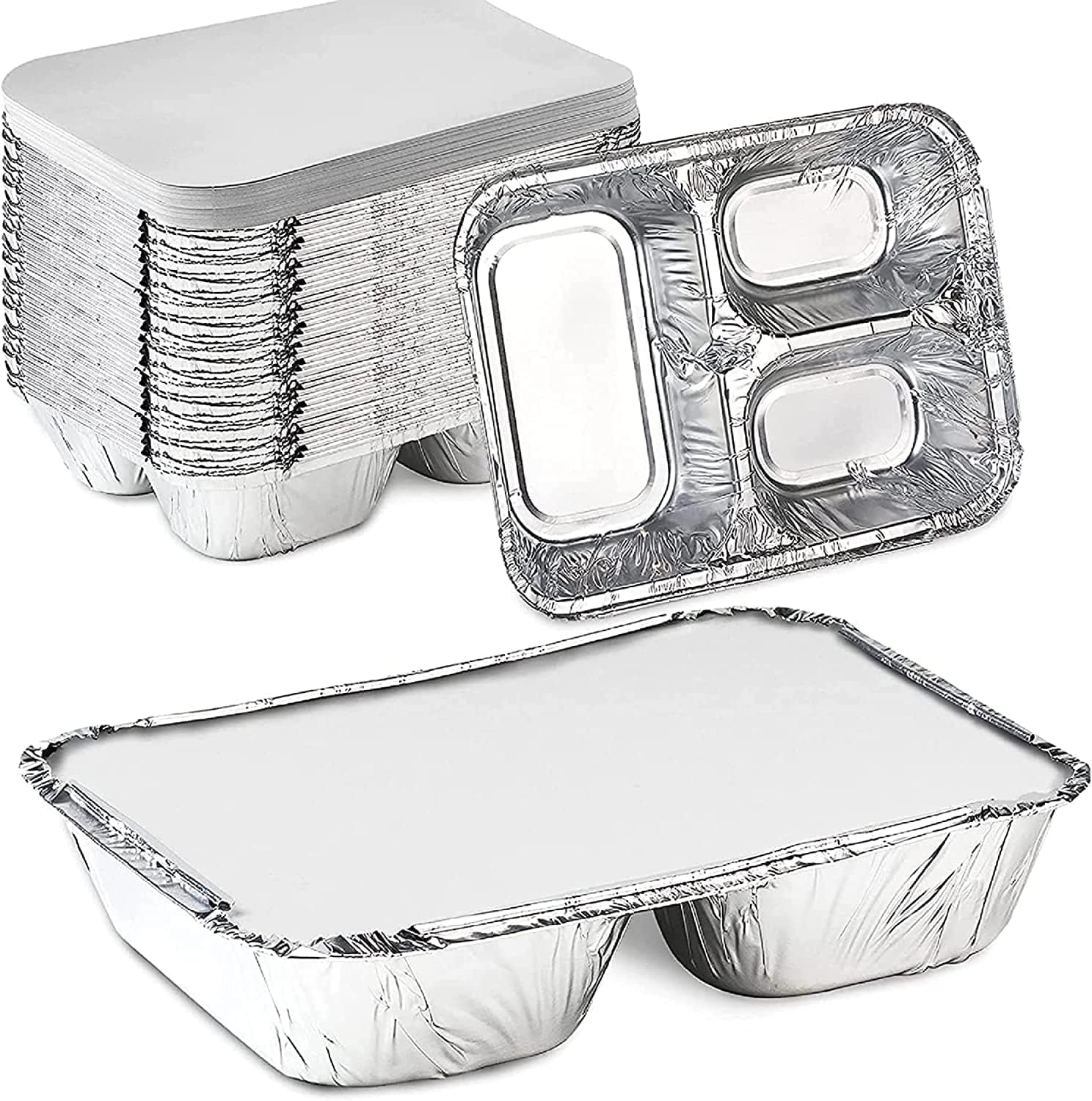 Amazon.com: DCS Deals Disposable Aluminum Dinner Tray with Paper Lids ...