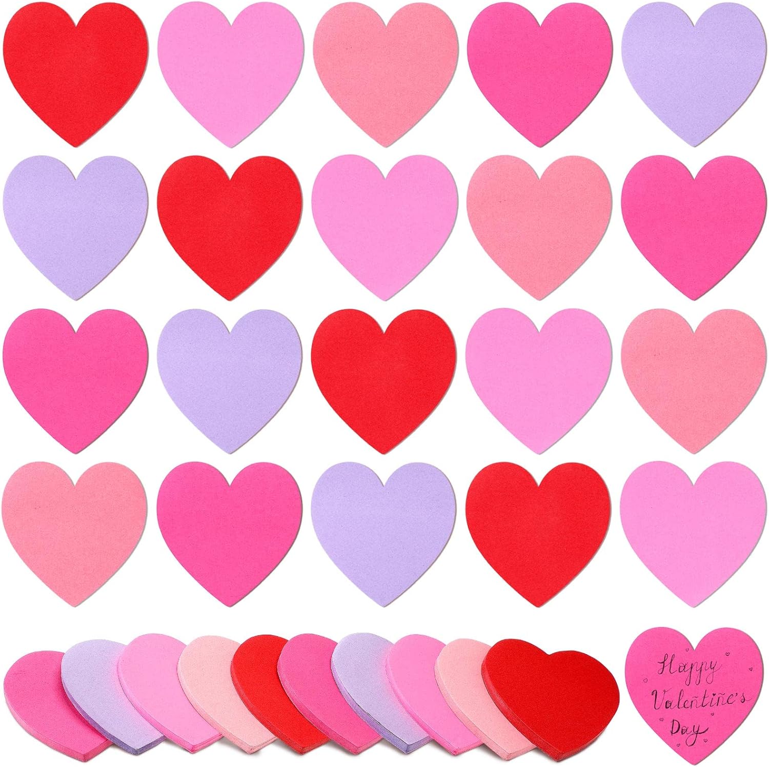 Amazon.com : 50 Pieces 2500 Sheets Valentine's Day Heart Shaped Sticky ...