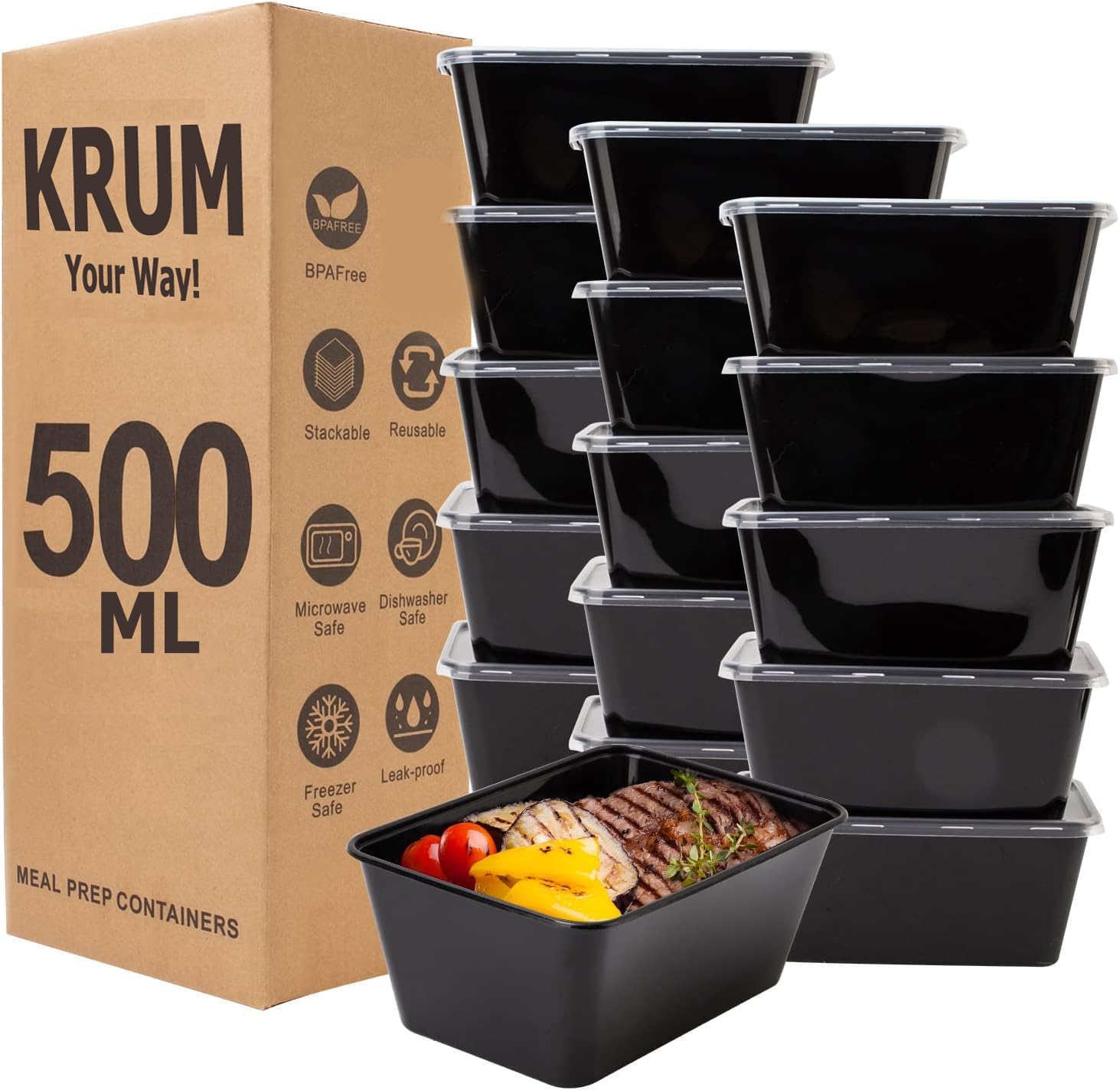 Amazon.com: KRUM Rectangle Containers with lid for Food Storage 500ml ...