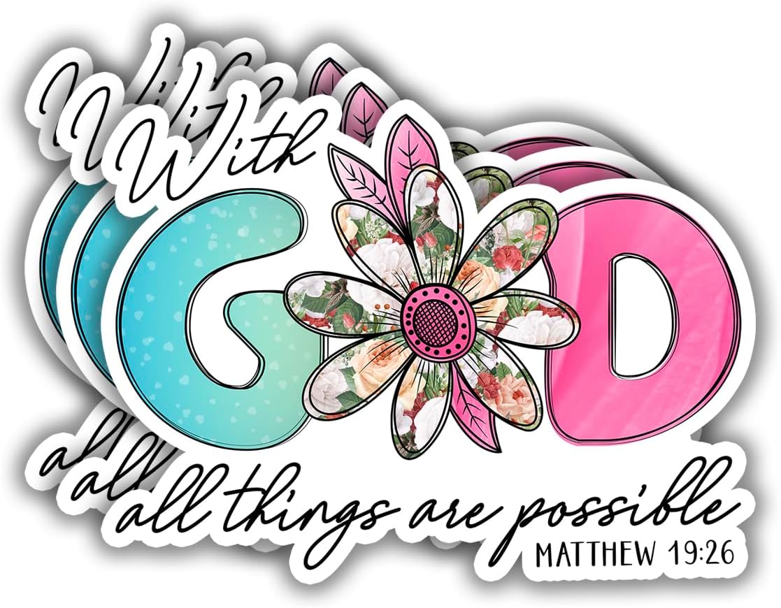 Amazon.com: (3 pcs) with God All Things are Possible Stickers Jesus ...