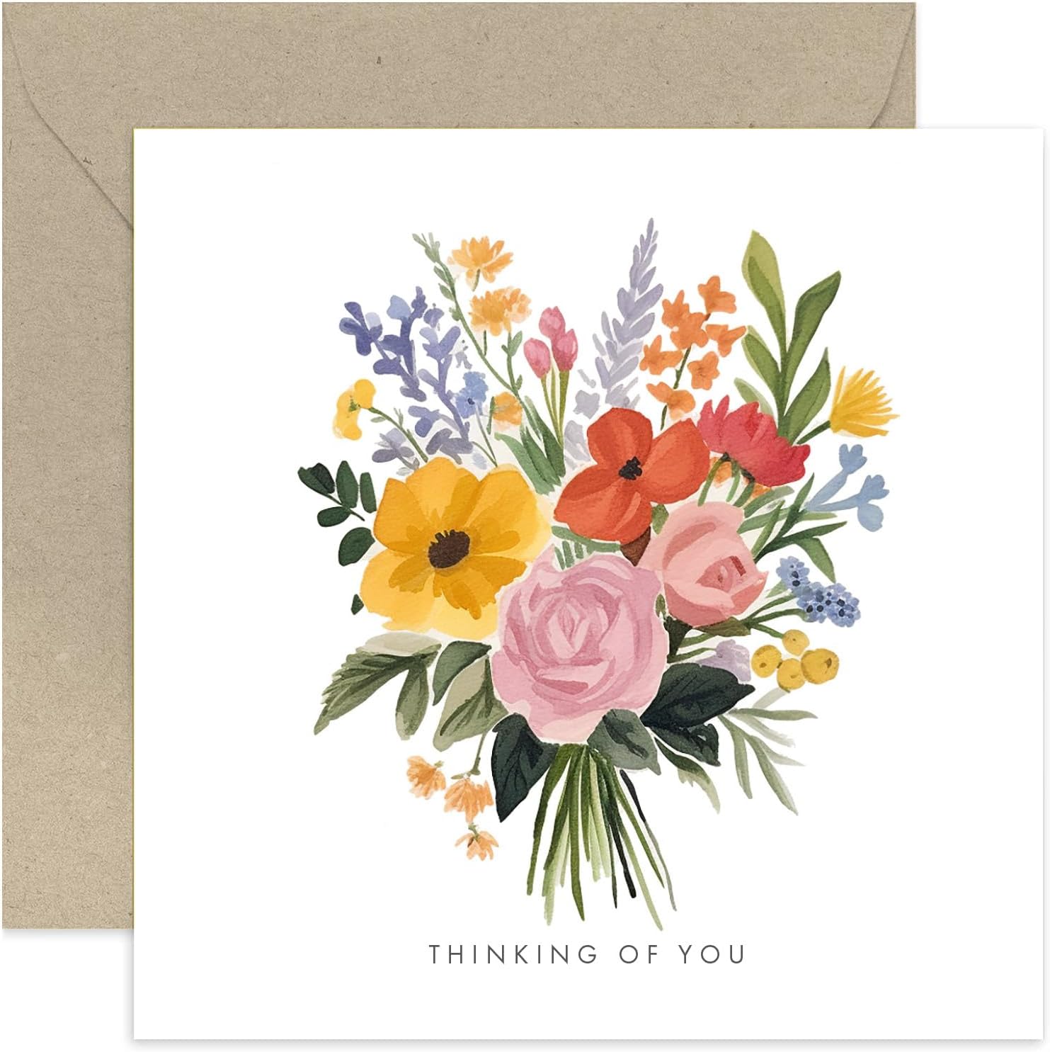 Amazon.com : Old English Co. Thinking of You Flower Greeting Card for ...