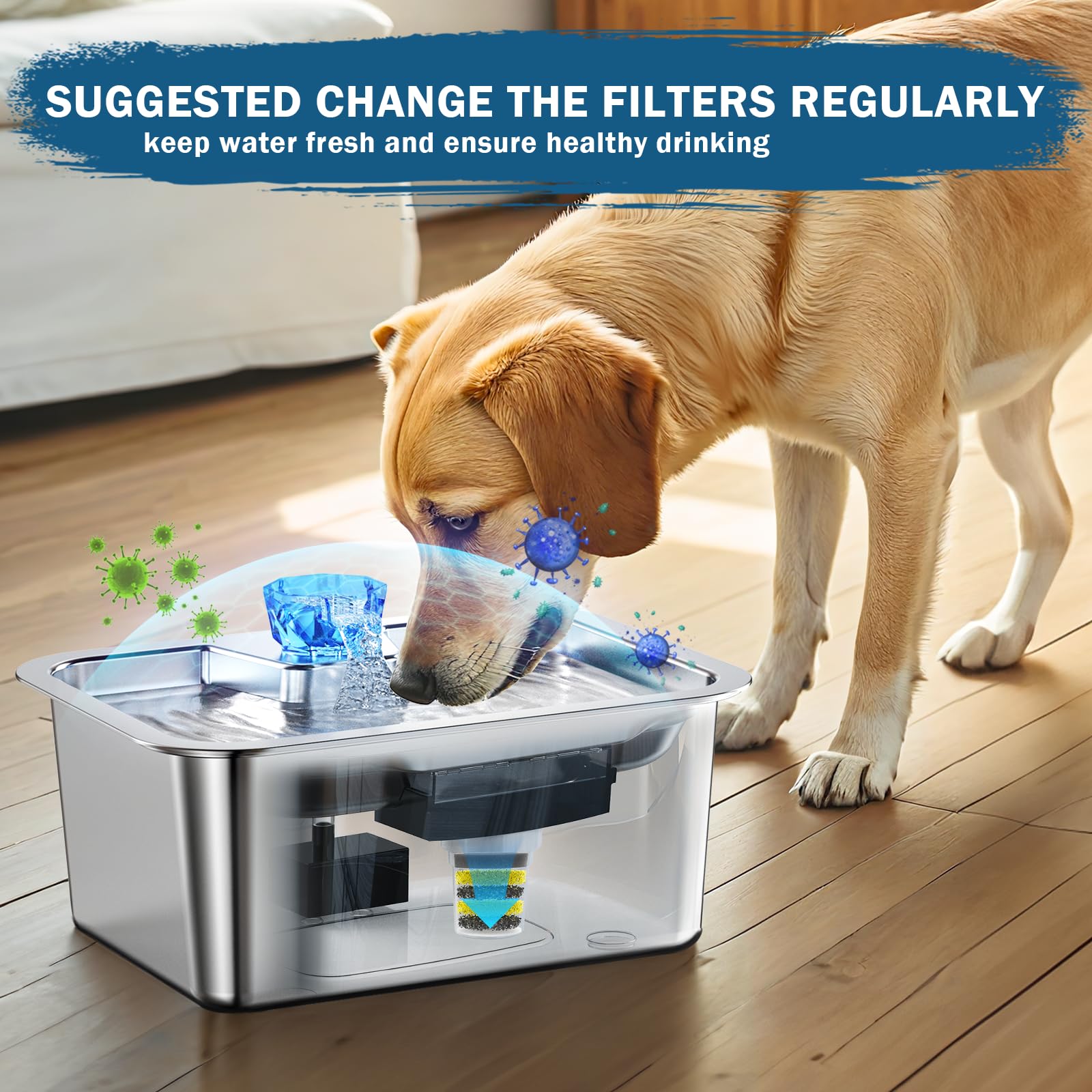 Snapklik.com : Large Dog Water Fountain Filters Replacement 4 Packs For ...