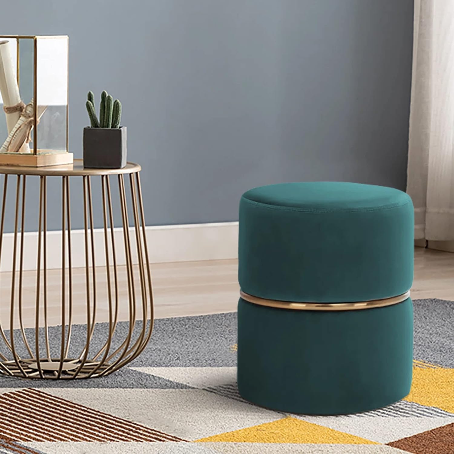WOODWALLZ Velvet Vanity Stool Ottoman- Sofa Side Stool Small Ottoman ...