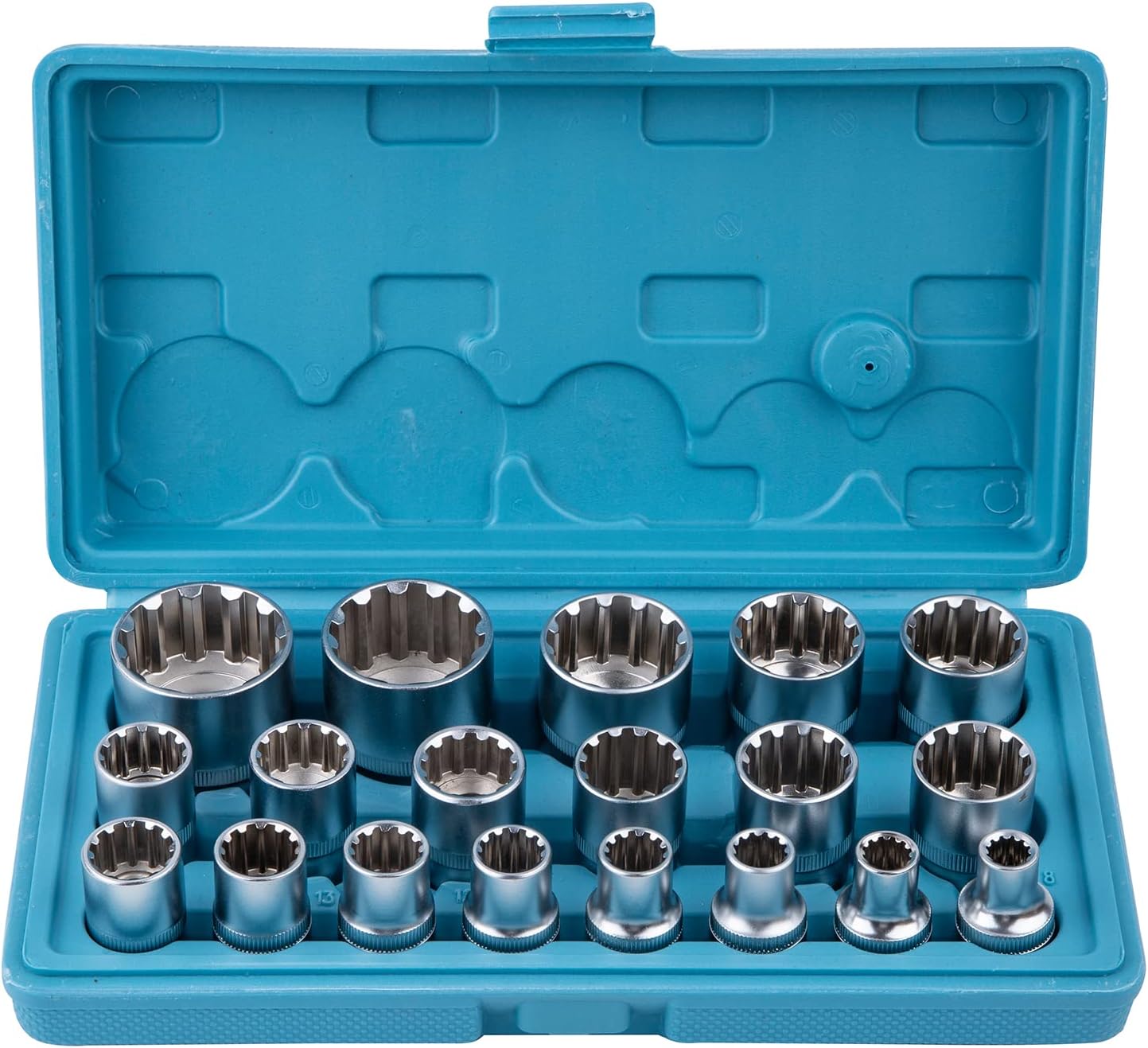 OCGIG 19 Pcs 1/2" Drive 12 Point Universal Metric Spline Socket Set Cr ...