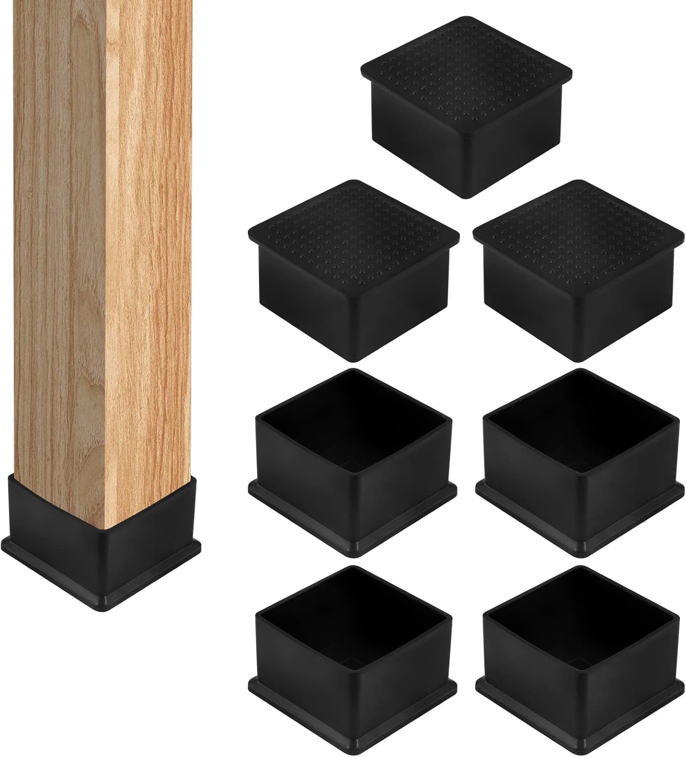 Moicstiy 8Pcs Square Chair Leg Caps Rubber Anti-Slip Furniture Leg Cap ...