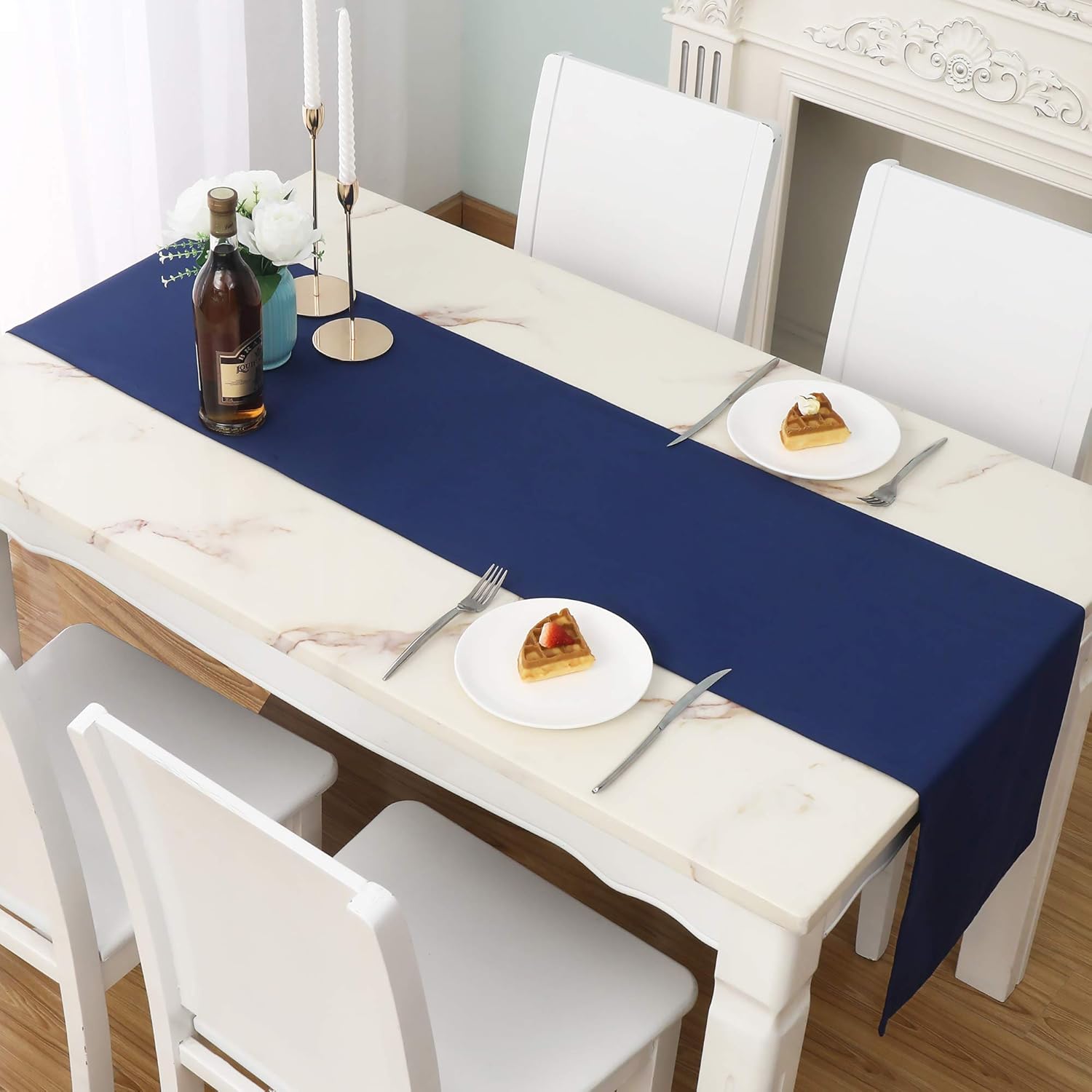 Amazon.com: DUALIFE Navy Table Runner 72 Inch Soft Color Thick ...