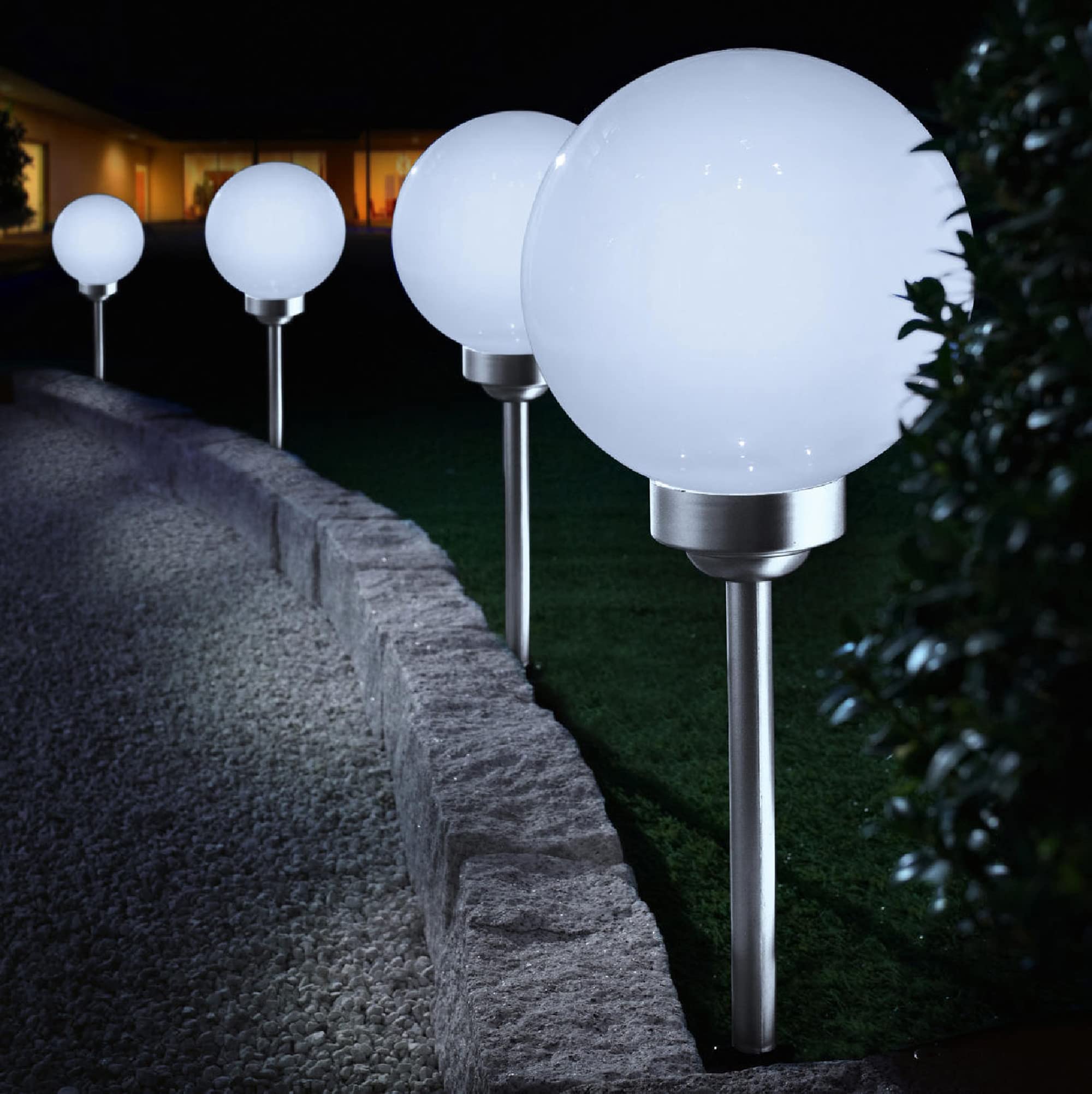 Solar Landscape Light Balls Solar Outdoor Garden LED White Stake Light
