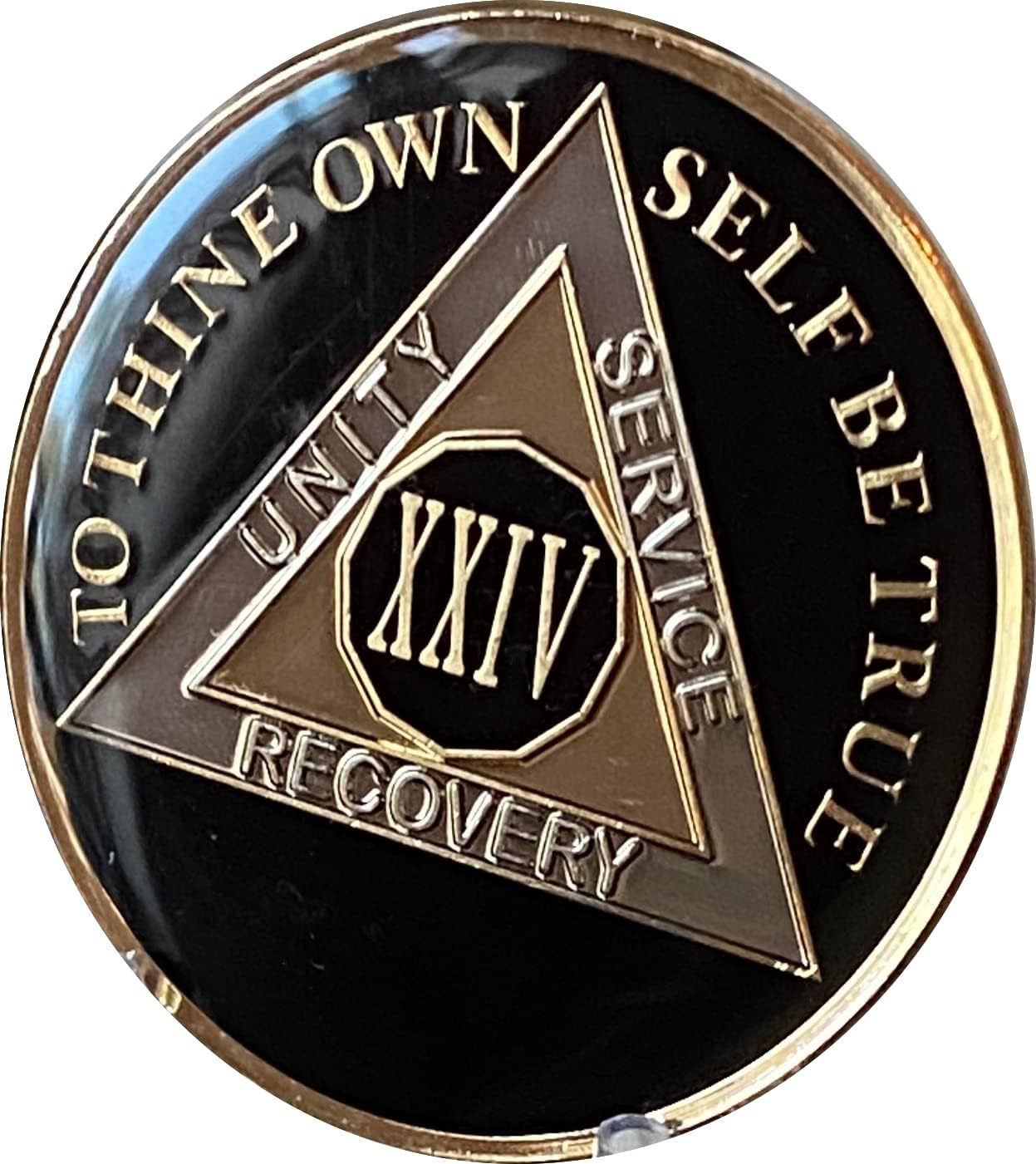 Amazon.com: 24 Year AA Medallion Classic Black Tri-Plate Sobriety Chip ...
