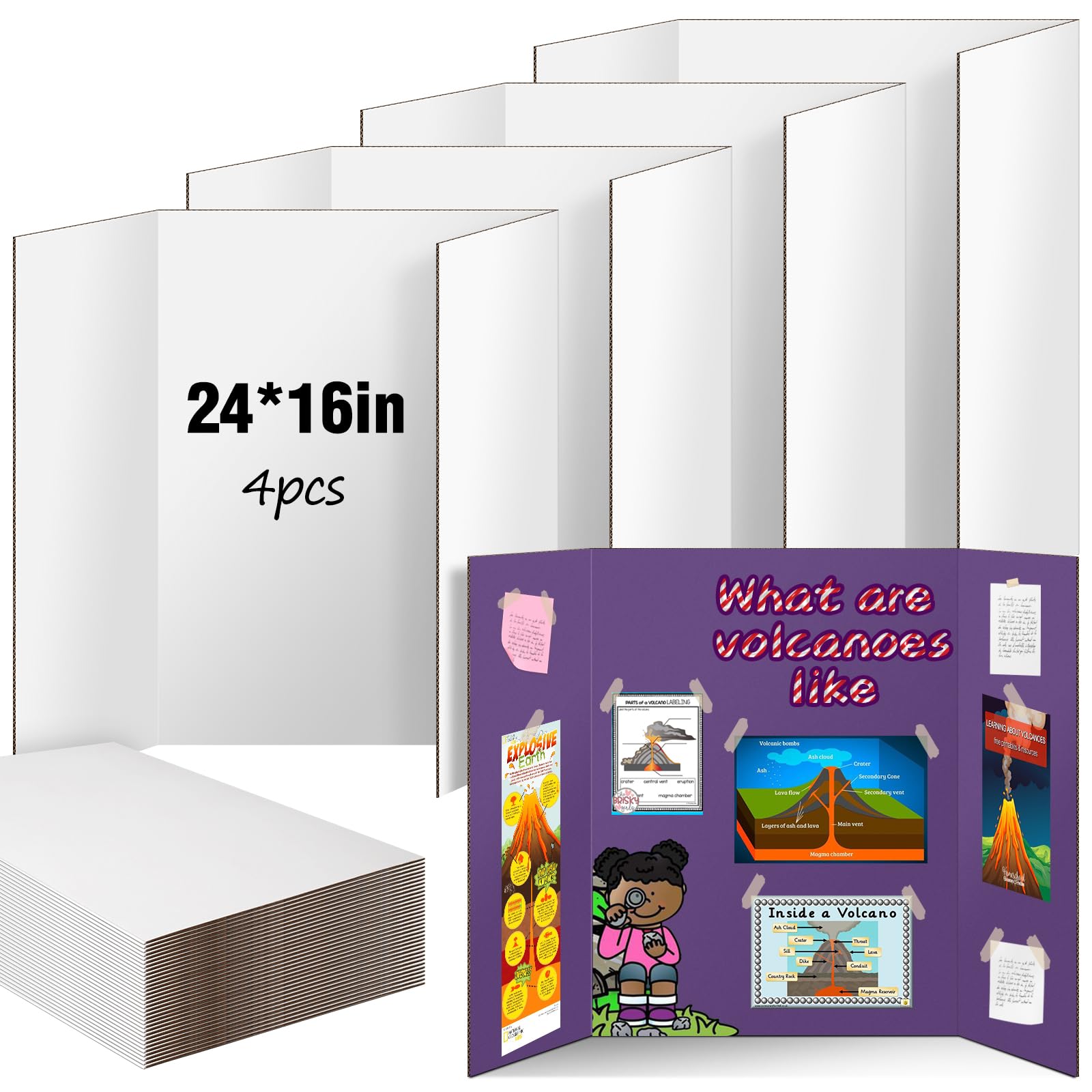 Snapklik.com : Trifold Poster Board 4 Pack, 24 X 16 Inch Double Sided ...