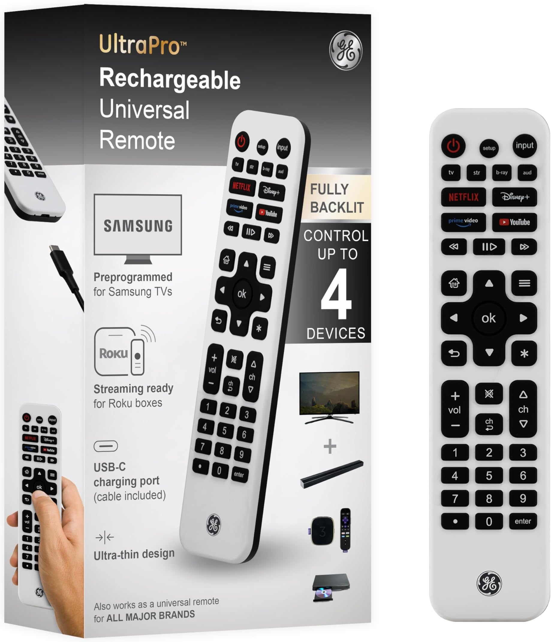 Amazon.com: GE Universal Remote Control, Samsung TV Remote Control Replacement, Universal TV ...