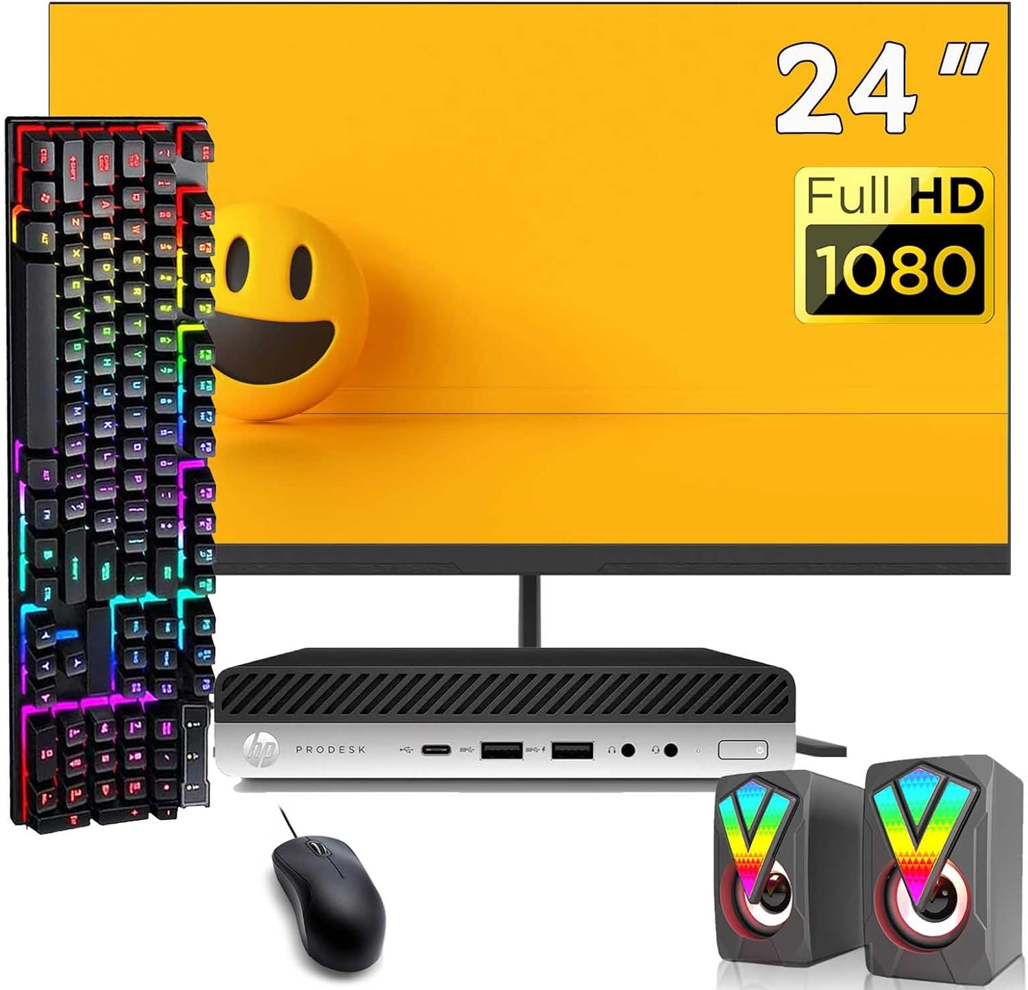 Brandclub - HP ProDesk 600 G3 Mini PC Desktop Computer, 24" FHD Monitor ...