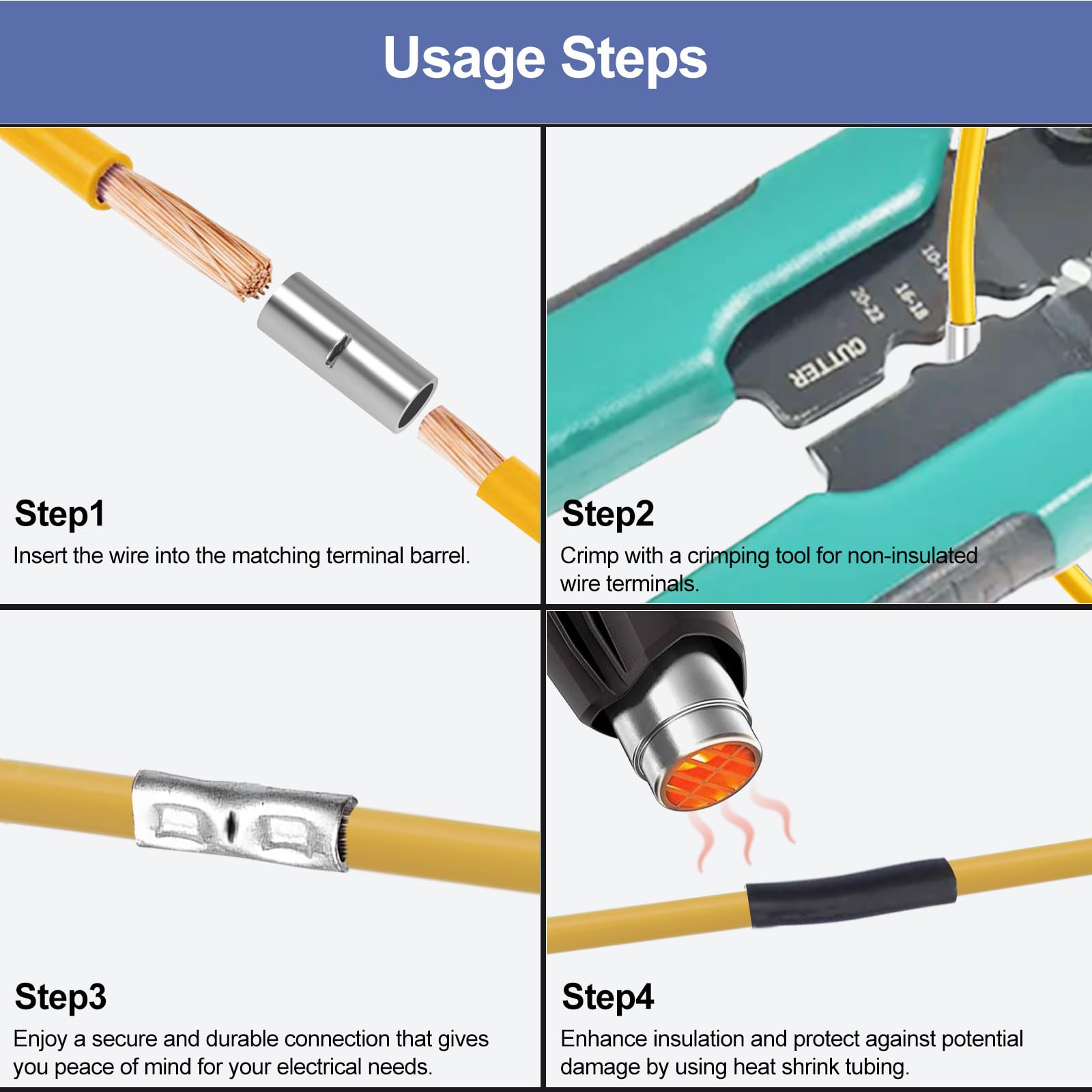 Snapklik.com : DikTalk 40PCS Non Insulated Butt Connectors Kit