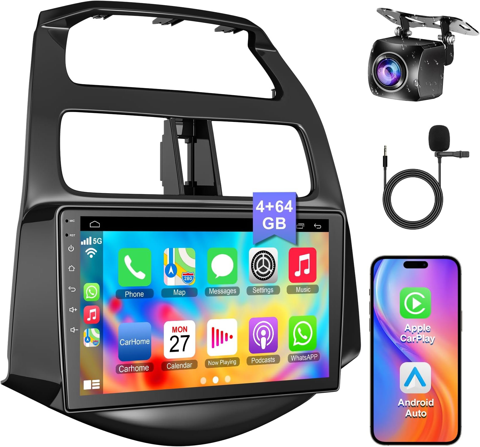 Amazon.com: [4+64G] Android 13 Car Radio for Chevy Spark 2013 2014 2015 ...