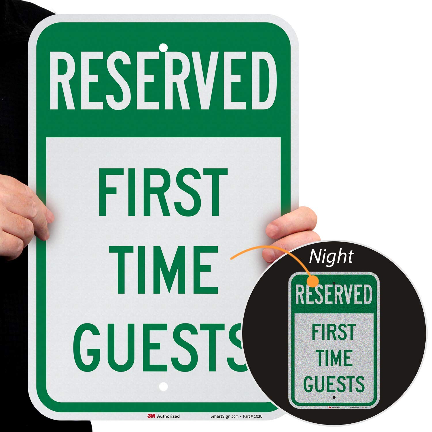 SmartSign 18 x 12 inch “Reserved - First Time Guests” Parking Metal ...