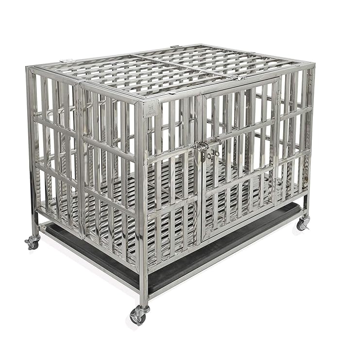 Buy Confote 37” Heavy Duty Stainless Steel Dog Cage Kennel Crate and ...
