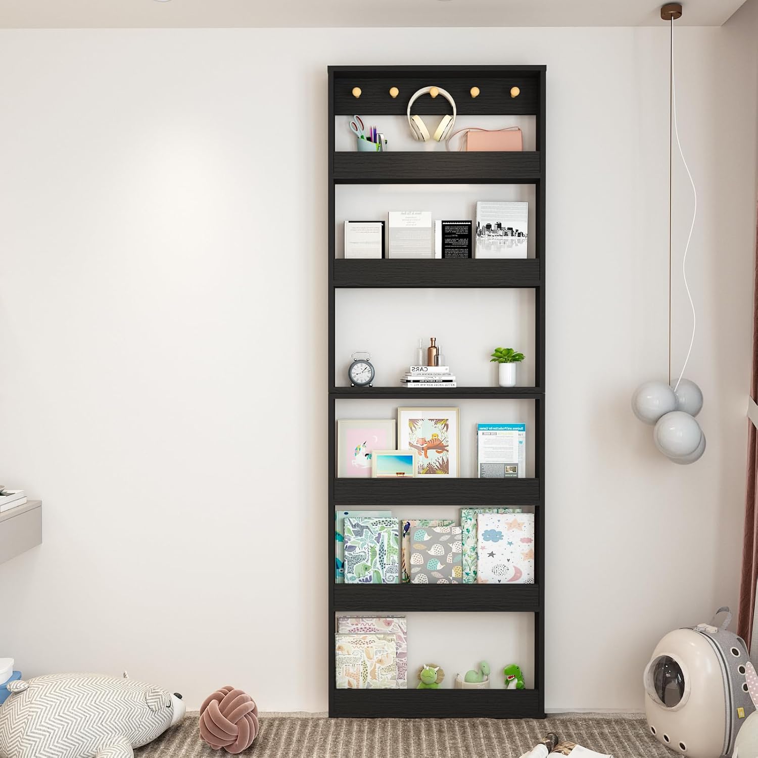 Amazon.com: AKFJOSGE Wall-Mounted Floating Bookshelf – 6-Tier ...