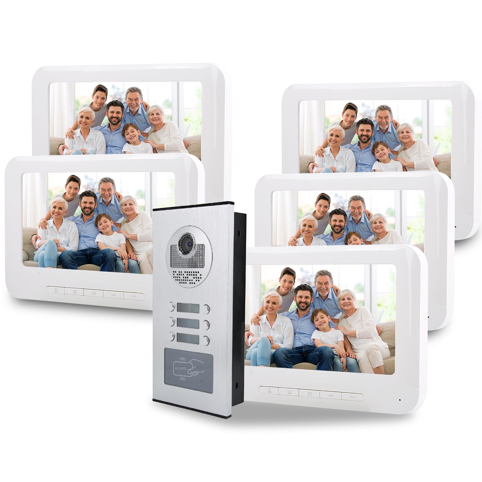 Amazon.com : 5 Apartments Video Intercom System,7in IR Cut Night Vision ...