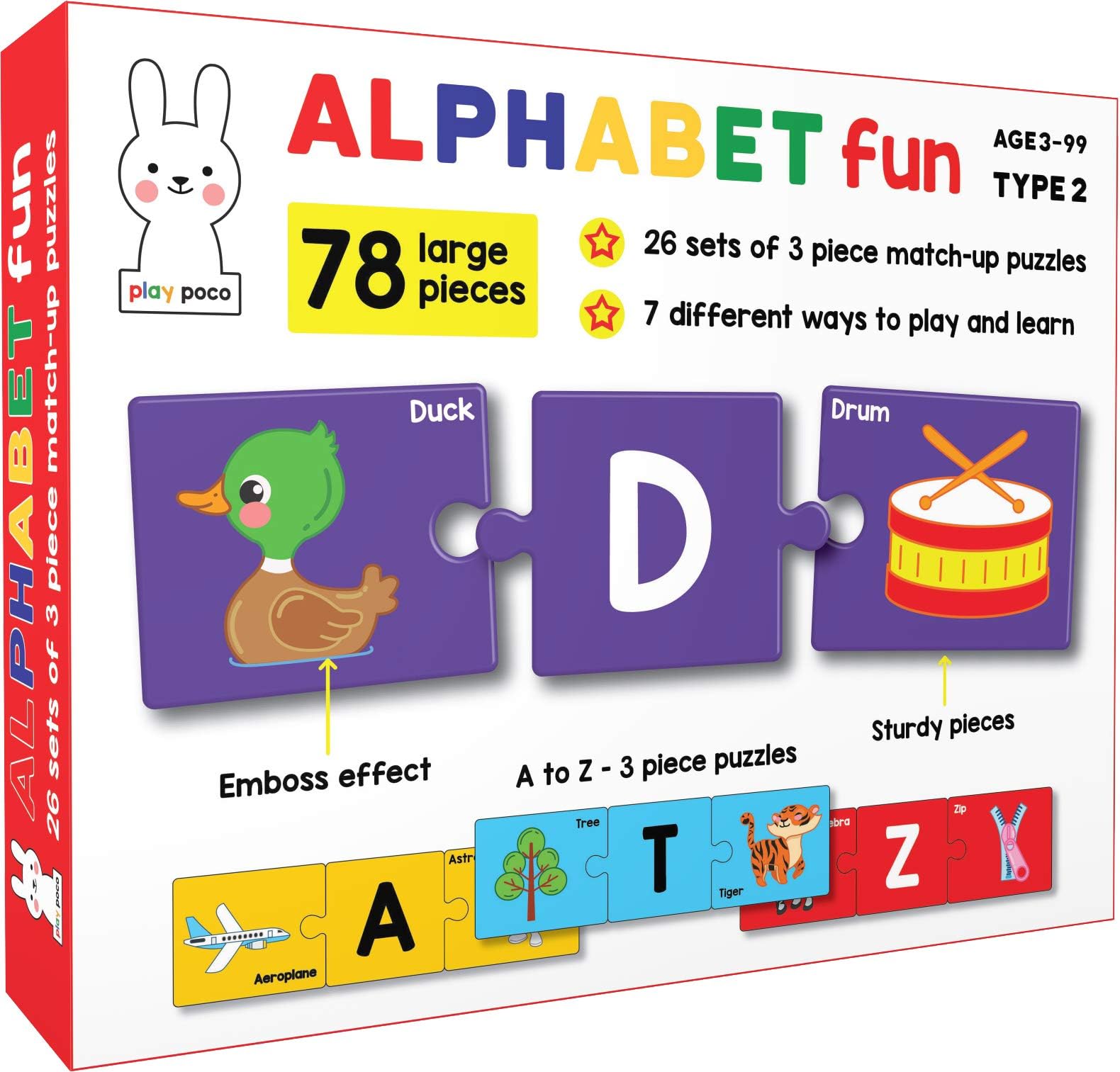 Buy Play Poco Alphabet Fun Type 2-78 Piece Alphabet Matching Puzzle - 7 ...