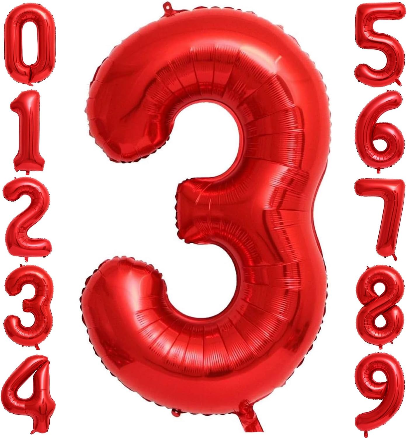 Amazon.com: Red 3 Number Balloons,40 Inch 3 Balloons Foil Mylar Helium ...
