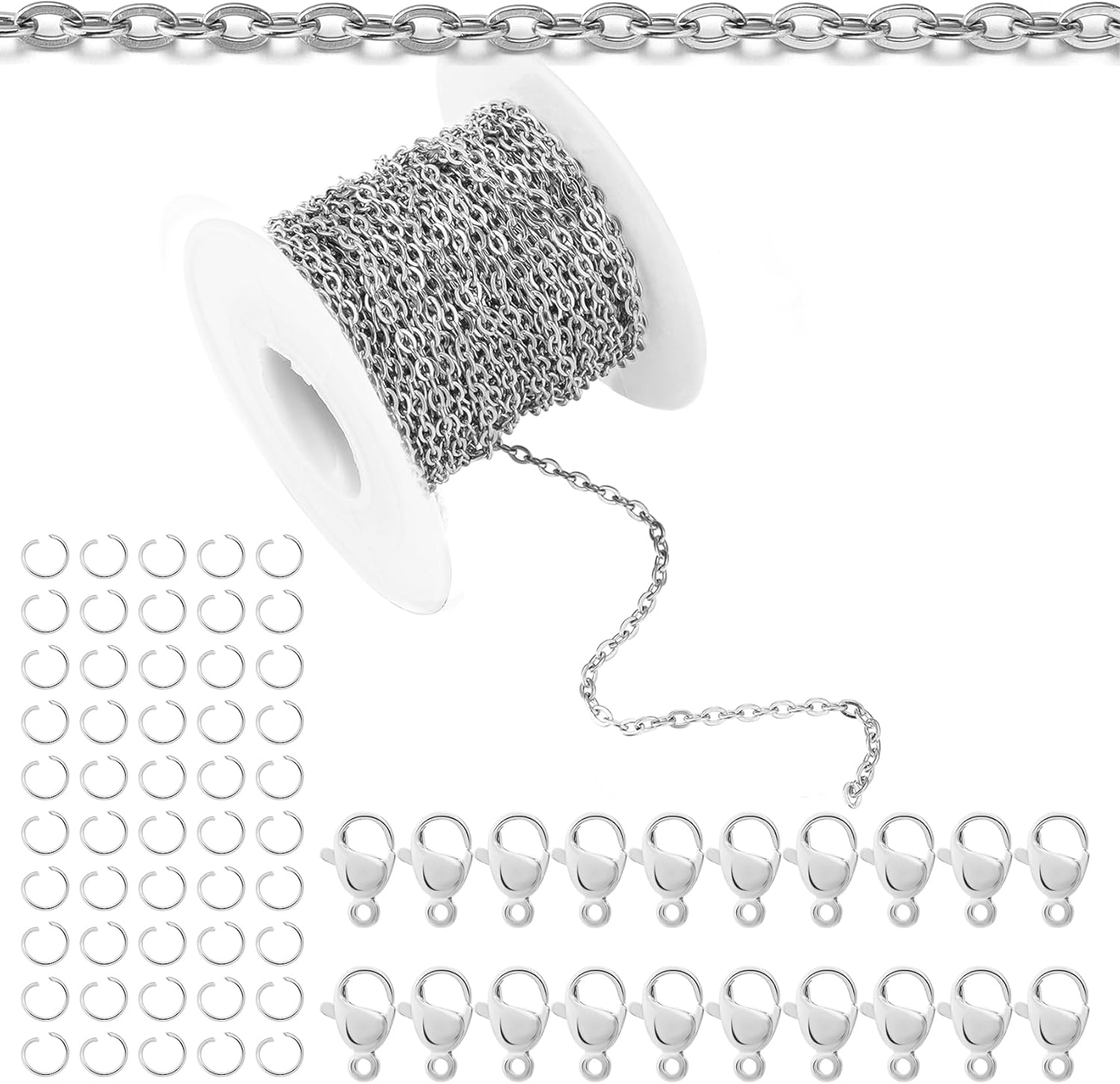 Amazon.com: Topacket 33Feet Stainless Steel Necklace Chains Cable Link ...