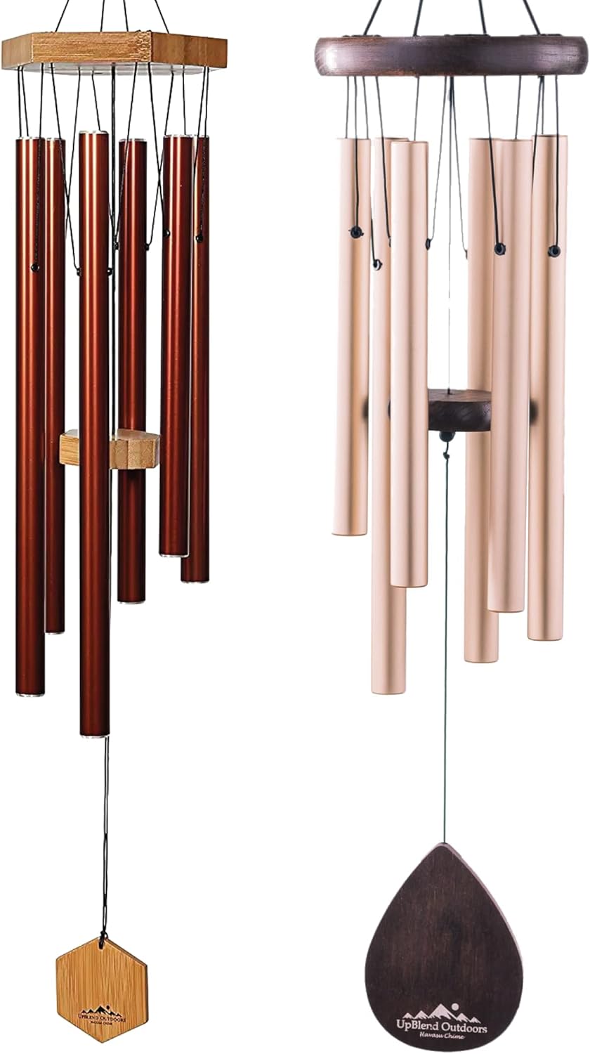Amazon.com : Gift Set of 2 Wind Chimes - UpBlend Outdoors, 29” Copper ...