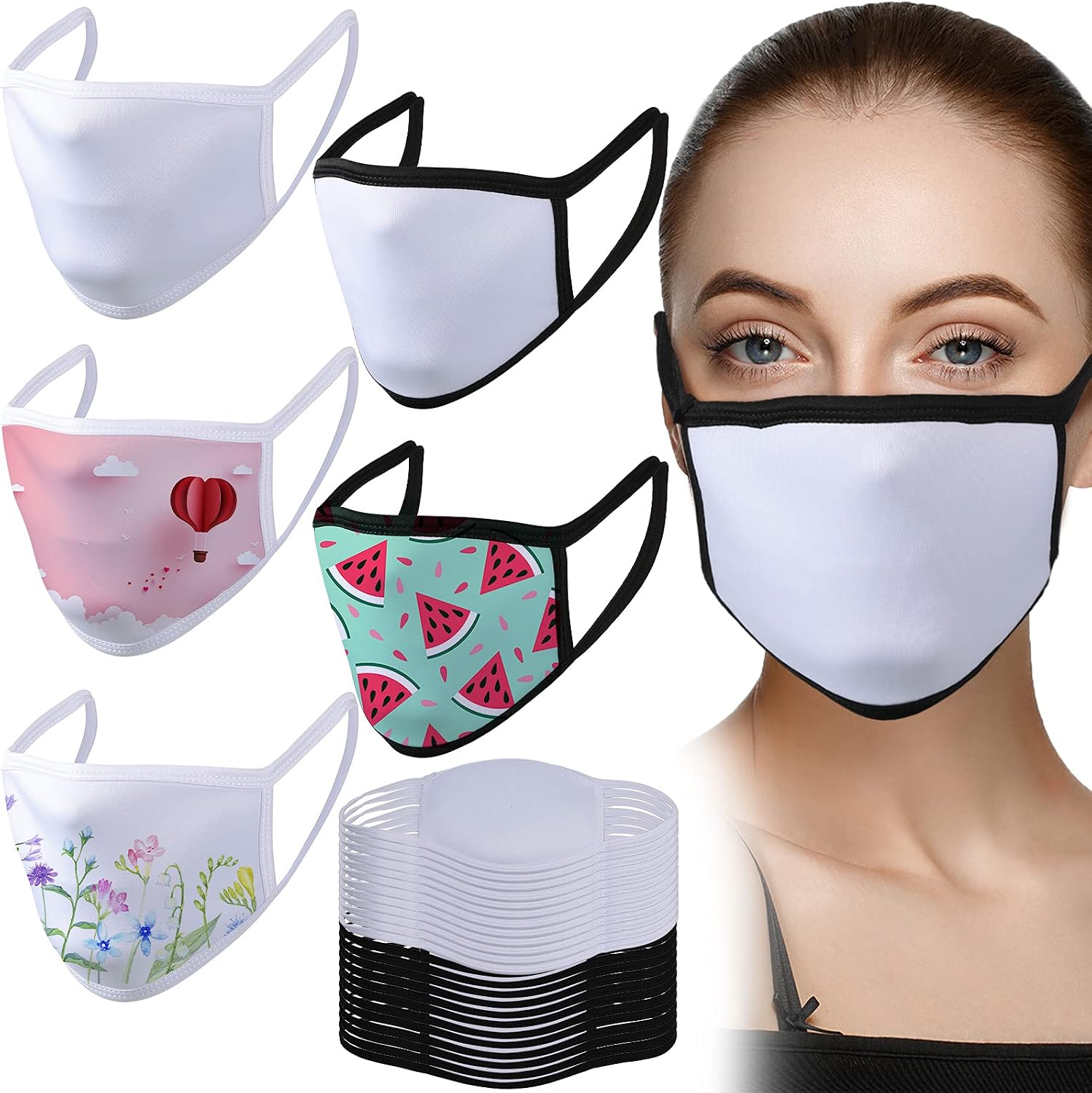 30 mascarillas de sublimación en blanco para sublimación facial de ...