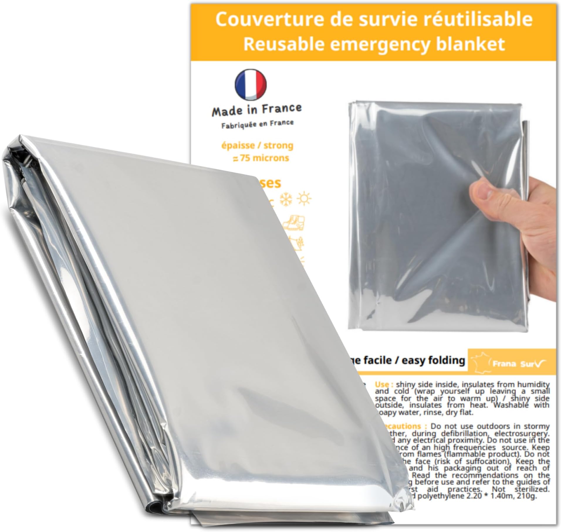 Frana surv Couverture de Survie réutilisable isothermique Made in ...