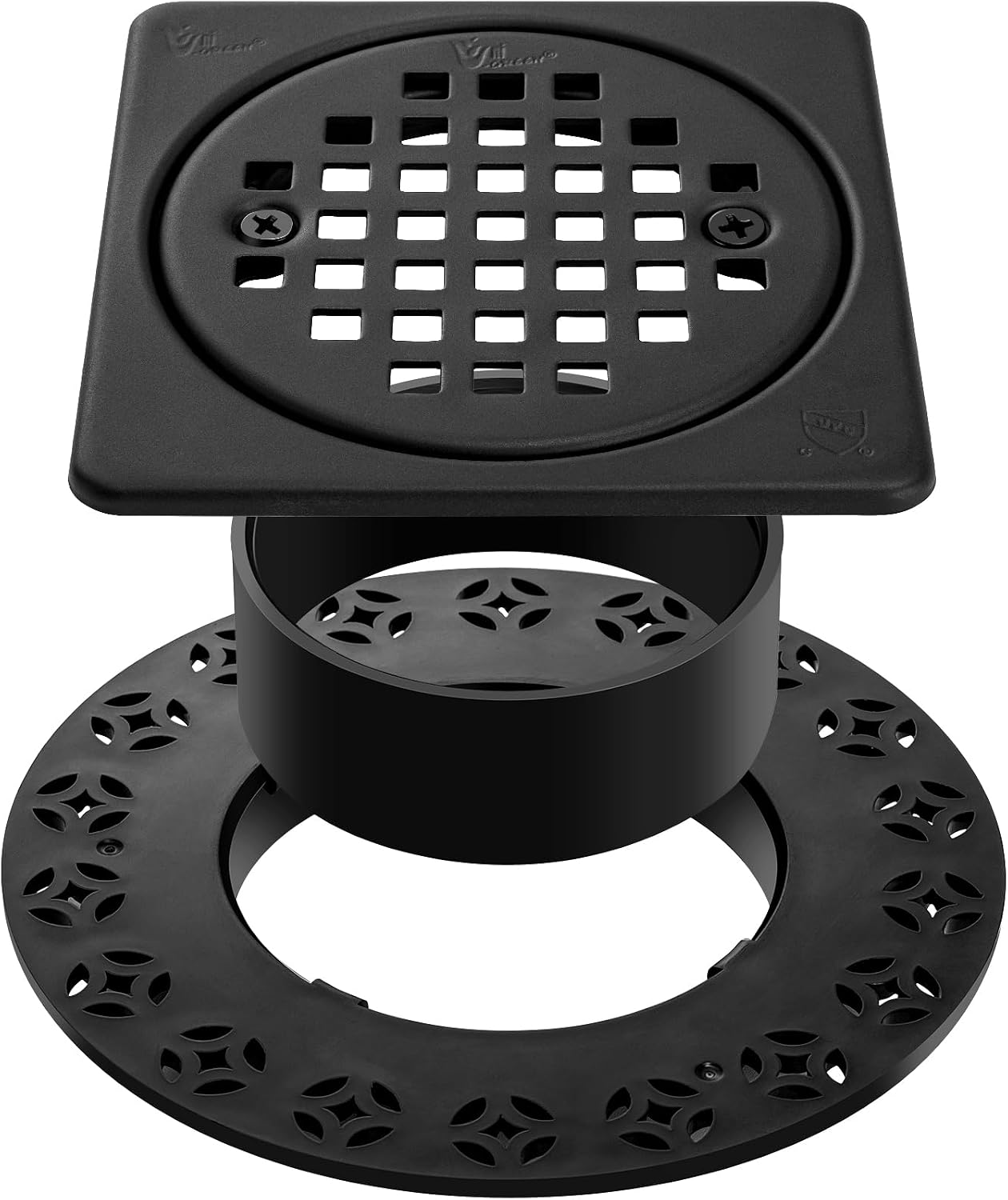 4" Square Shower Drain Matte Black Compatible with Schluter Kerdi-Drain ...