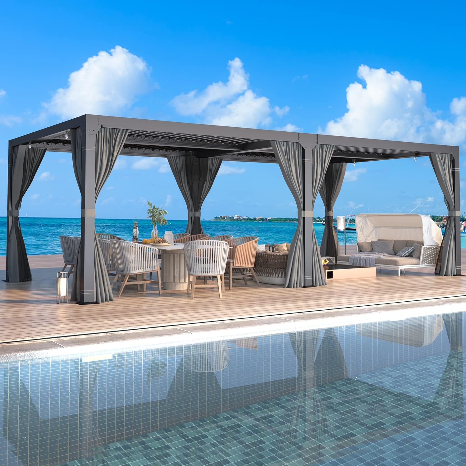 Amazon.com: Yoleny Louvered Pergola - 10x20, All Aluminum with ...