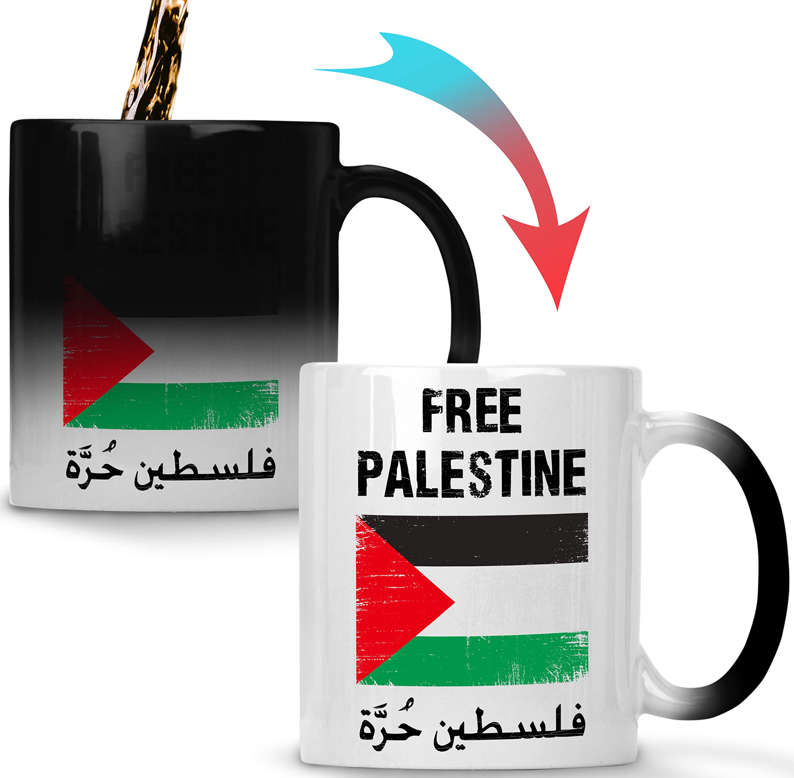 Buy Free Palestine Gaza Palestinian Magic Coffee Mug Heat Sensitive ...