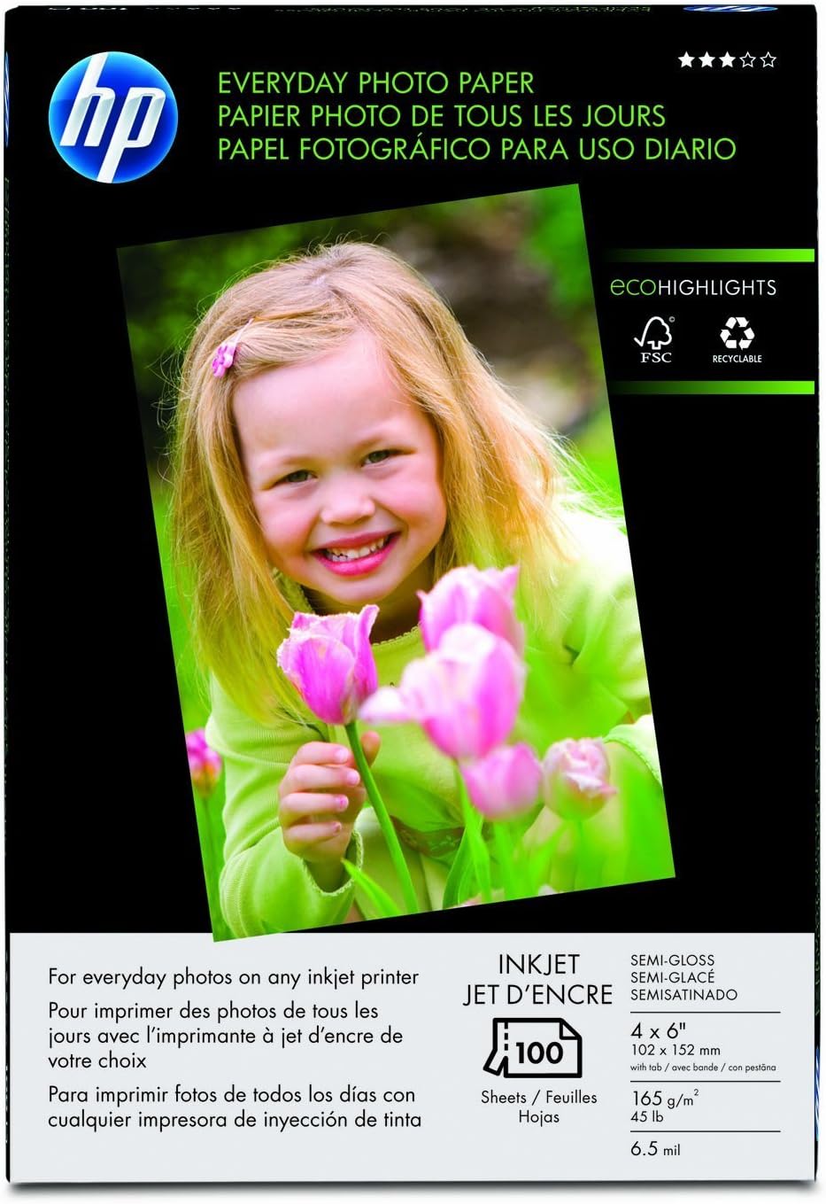 HP Everyday Glossy Photo Paper-100 SHT/4 x 6 in Plus Tab : Amazon.co.uk ...