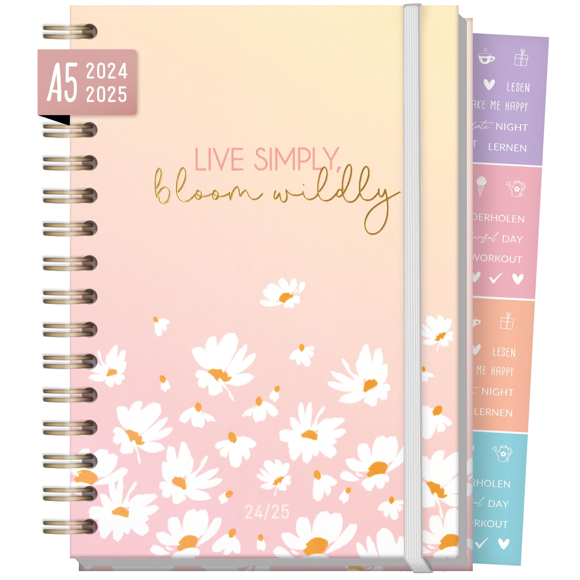 Häfft-Timer Fancy 2024/2025 A5 "Daisy Flower" Schulplaner ...