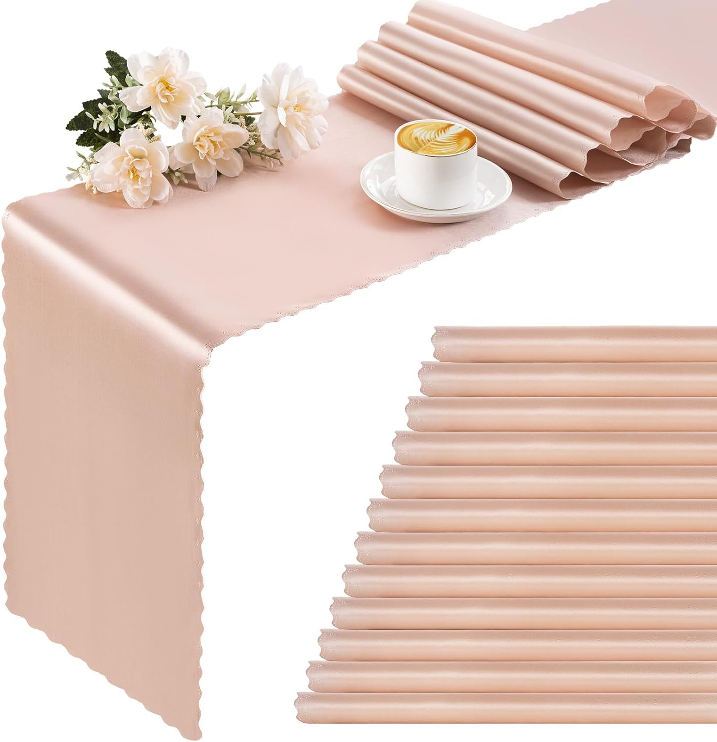 Amazon.com: Claphin 12-Pack Satin Table Runner, 12 x 108 Inch Elegant ...