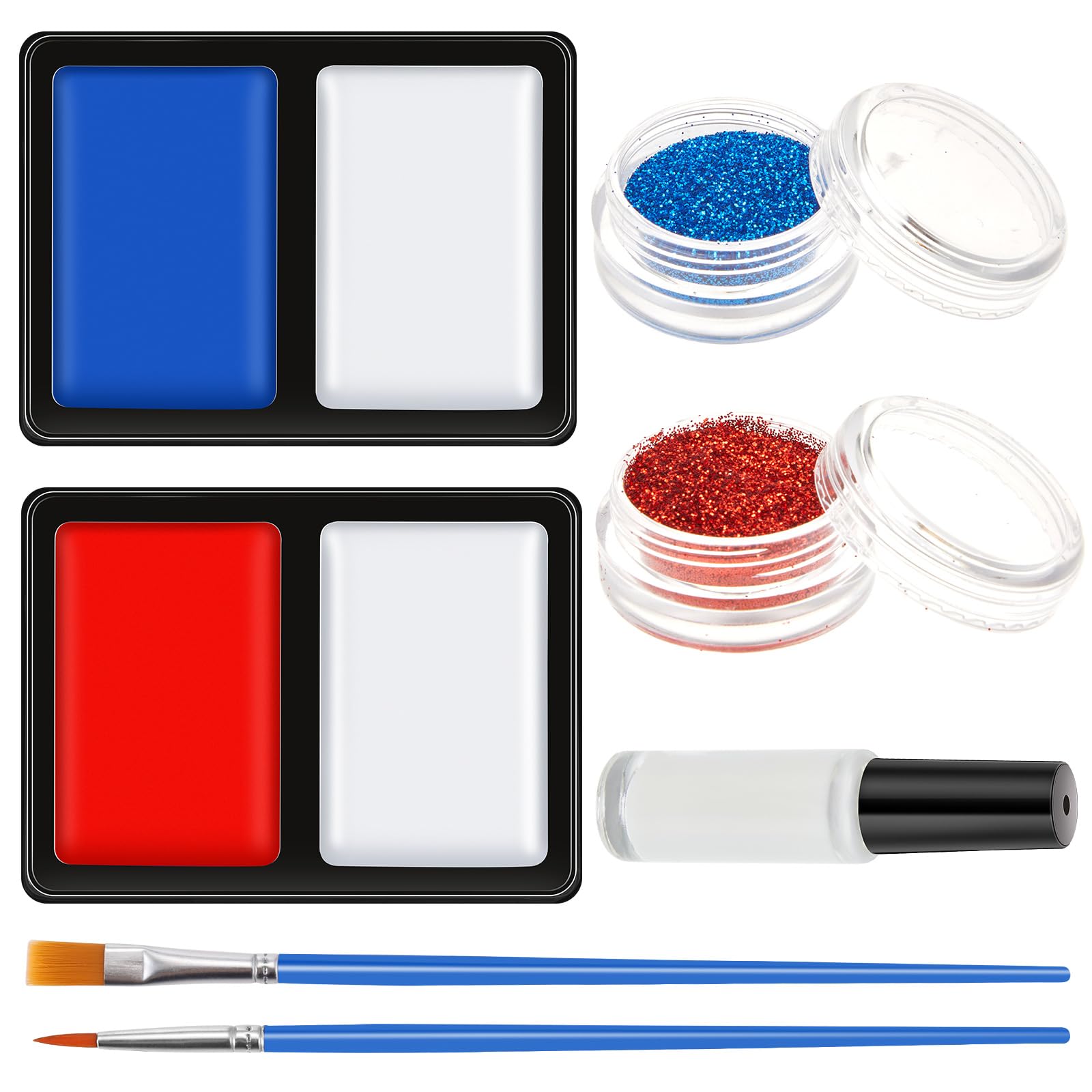 Amazon.com: Lictin Red White Blue Face Paint Kit, 3 Color Water-Based ...