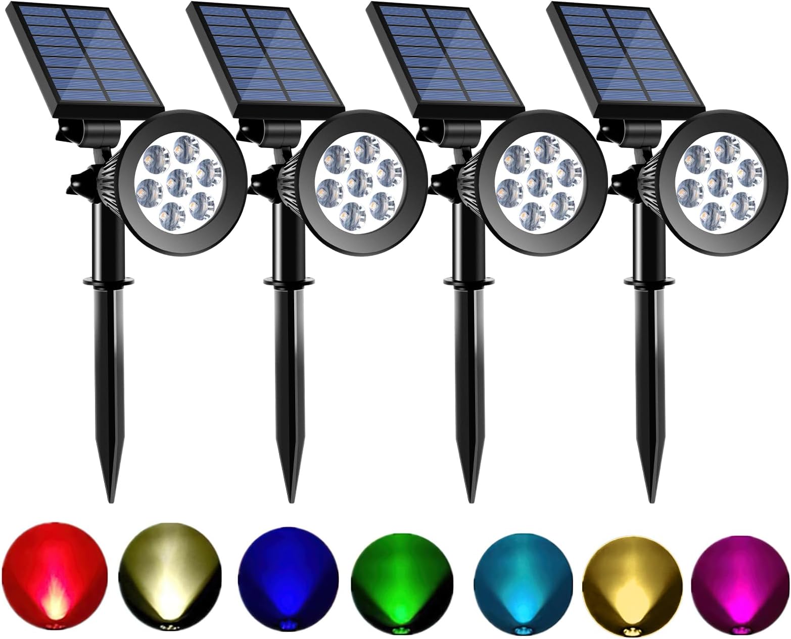 Sunklly Solar Spot Lights Outdoor Color Changing, 8 Lighting Modes 2-in ...