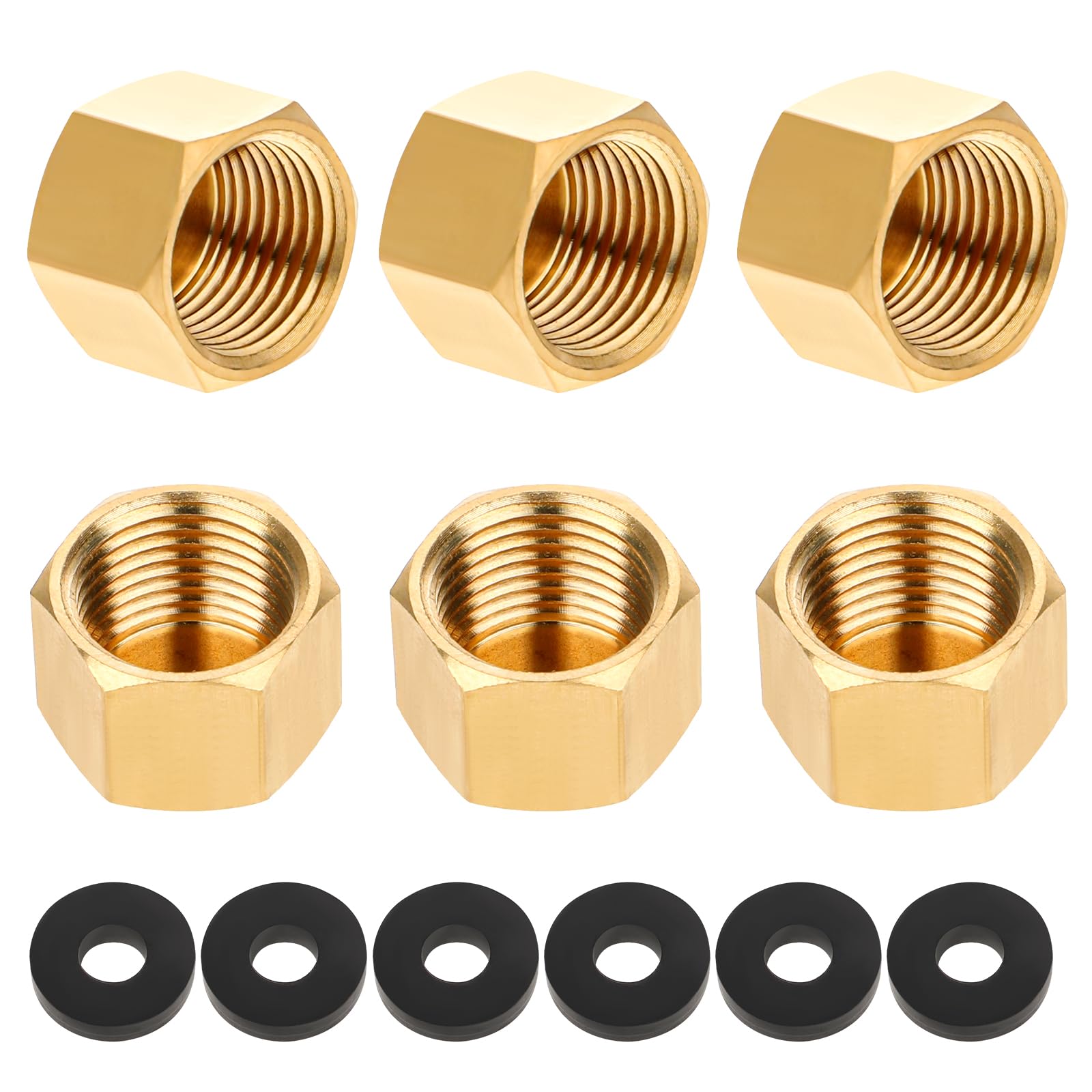 Amazon.com: 6 Pack Brass Pipe Cap, 3/8" NPT Plug Brass Pipe Fitting Cap ...
