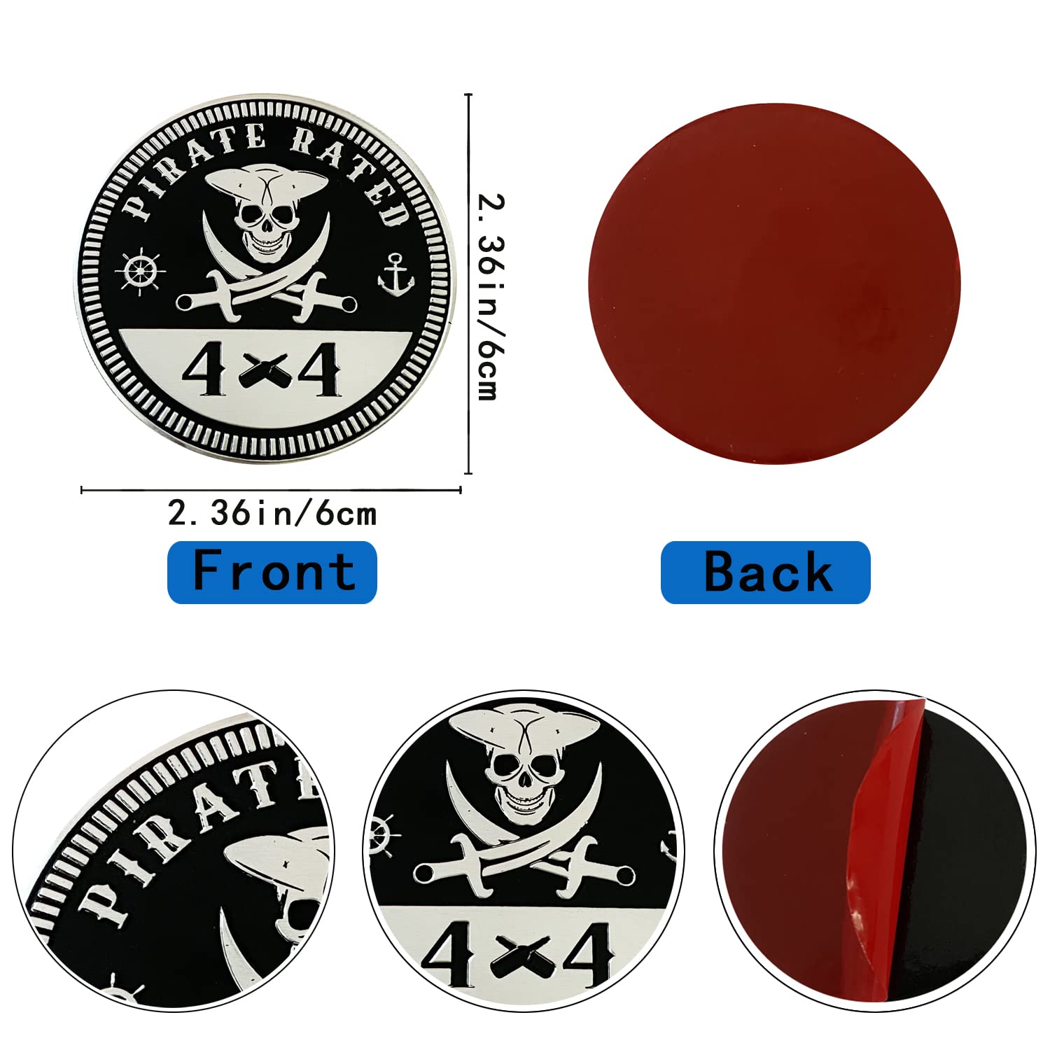 Snapklik.com : Pirate Badge Rated Car Emblem, 4 X 4 Metal Automotive ...