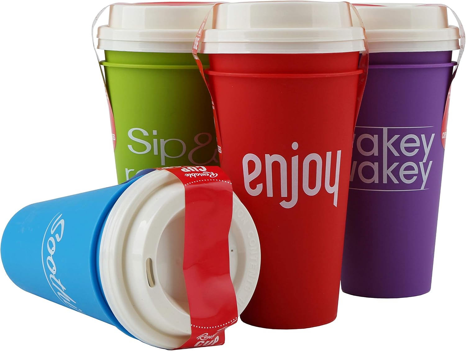 Amazon.com: Take It To Go with Lids Reusable Plastic Travel Cups 16 OZ ...