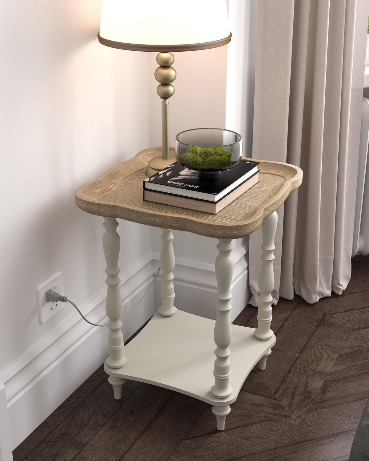 Snapklik.com : French Country End Table, 19 Square Farmhouse Rustic ...