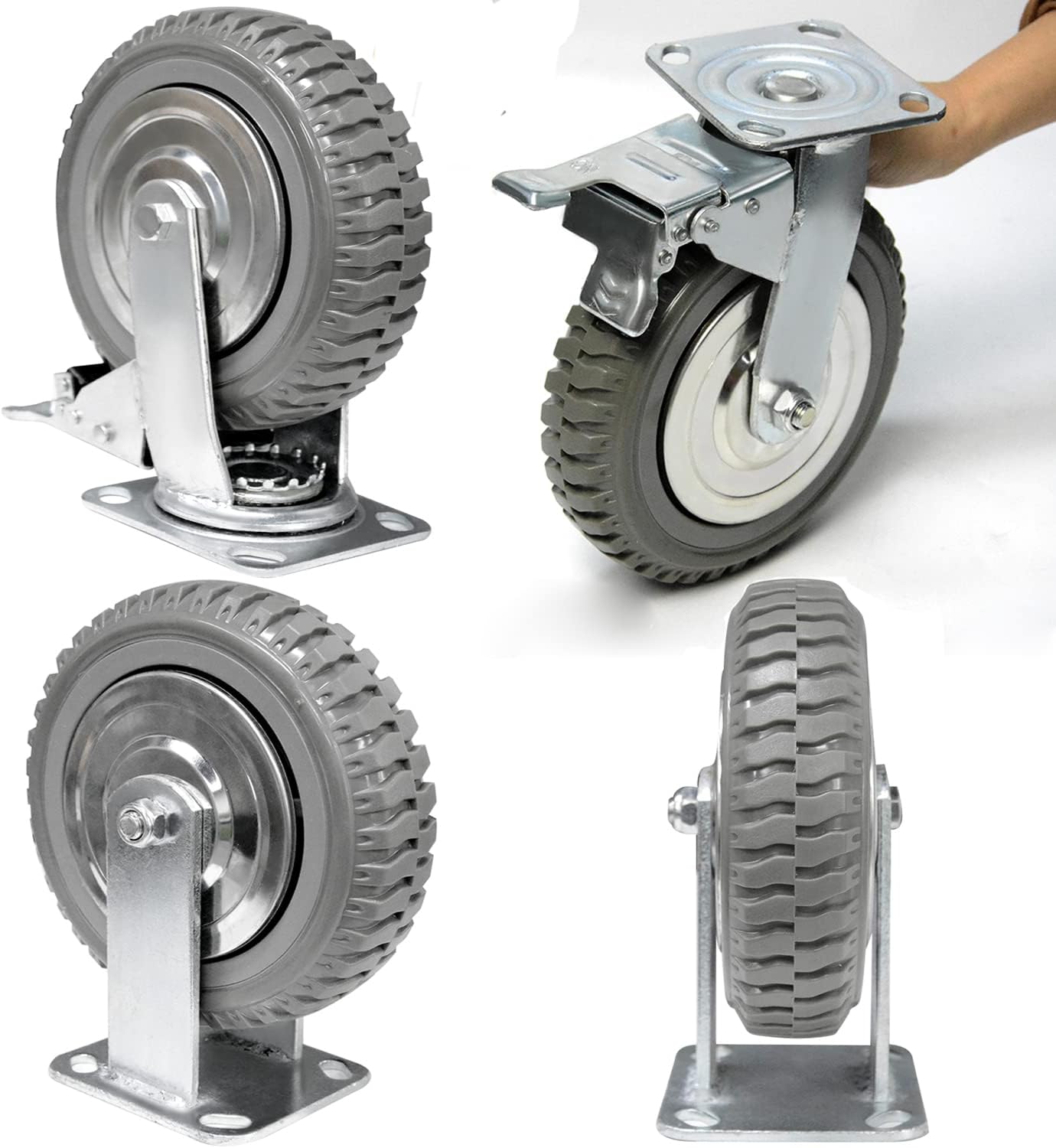Amazon.com: uyoyous 8 Inch Solid Caster Wheels Casters Heavy Duty Anti ...