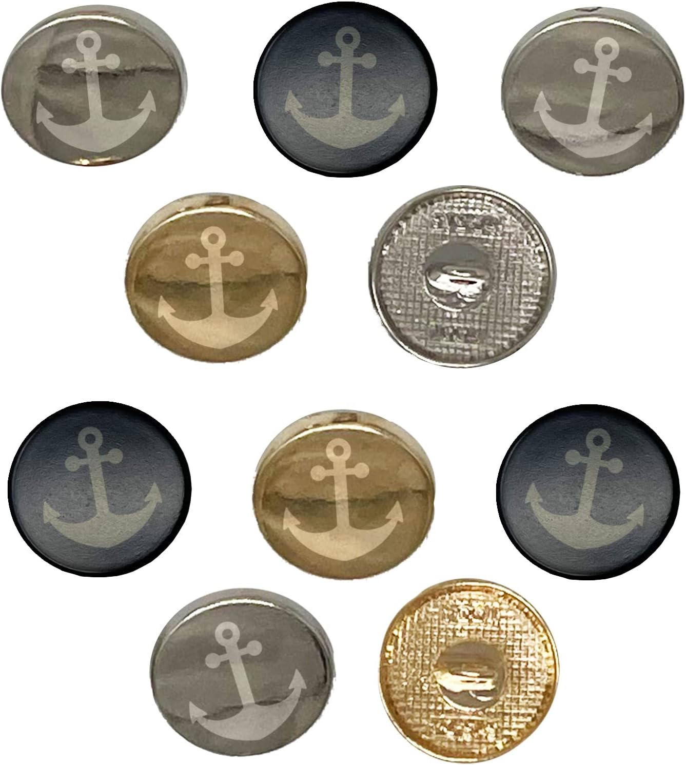 Amazon.com: Ship Anchor Nautical 0.6" (15mm) Round Metal Shank Buttons ...
