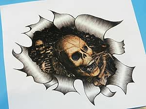 Amazon.com: Large Ripped Torn Metal Evil Skull Vinyl Sticker (External ...