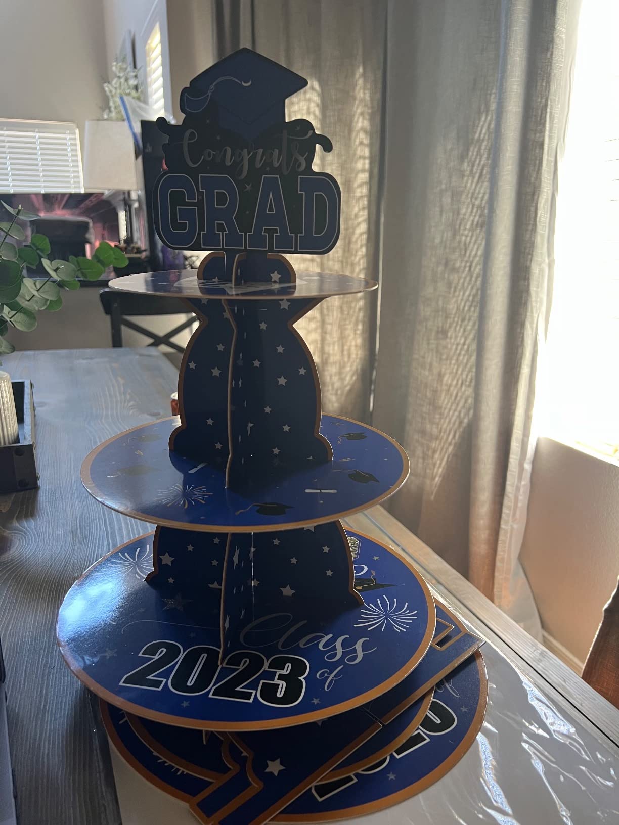 Amazon.com: 2 Set Graduation Cupcake Stand, 3 Tier Round Cardboard ...