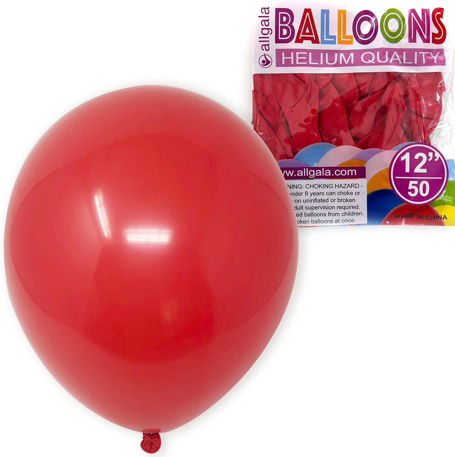 Amazon.com: Allgala RED Balloons 50 Pack 12 Inch Helium Grade Latex ...