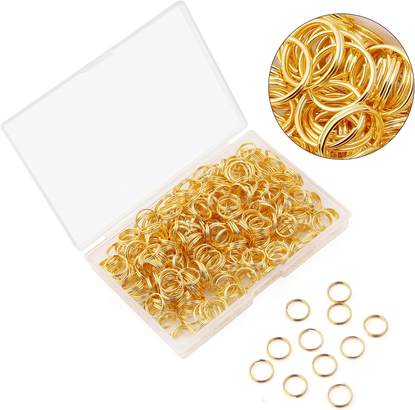 Amazon.com: 6 Size Gold and Sliver Jump Rings,Double Loops Round Split ...