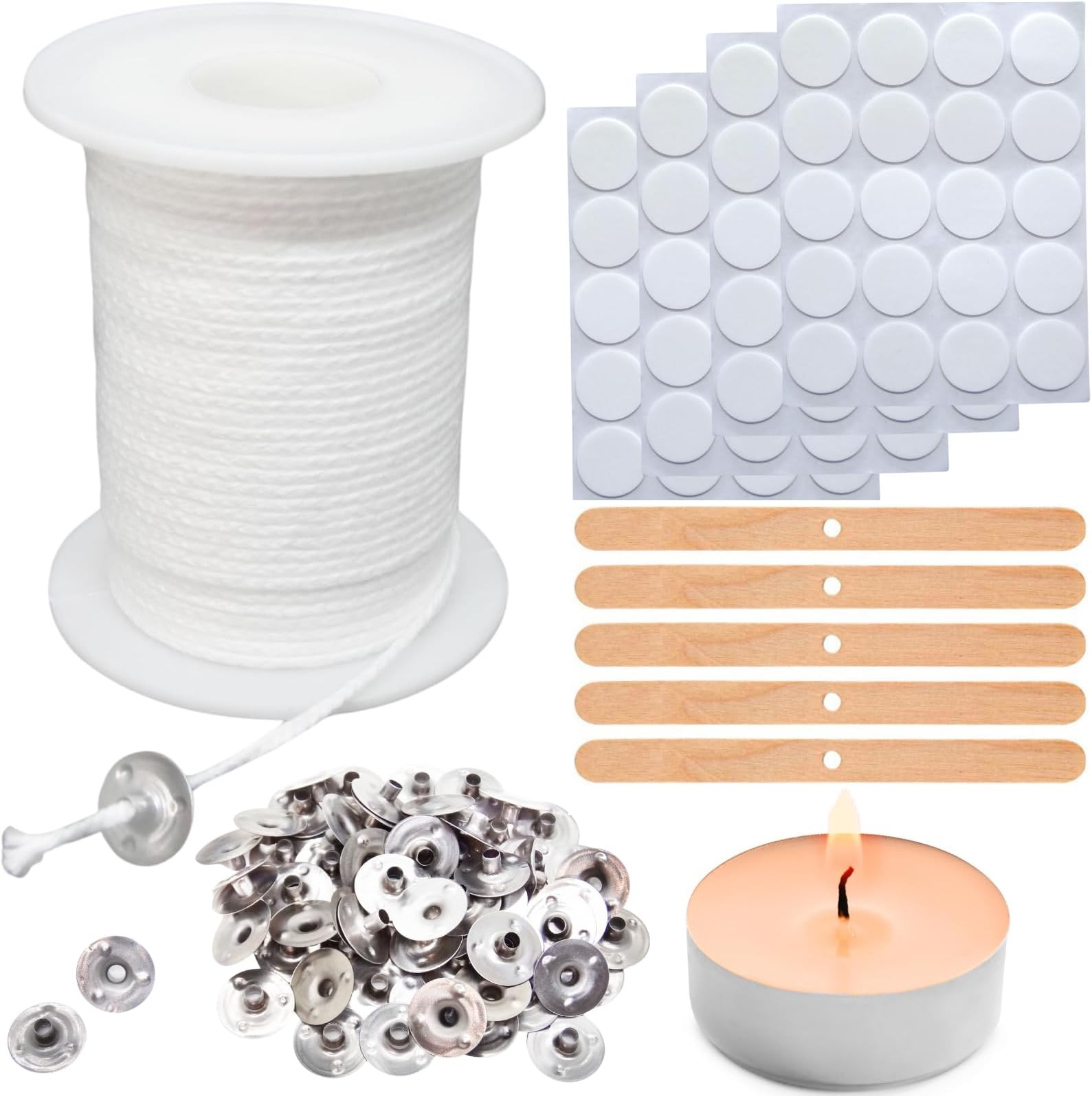 Amazon.com: 【200 Feet】Candle Wick Roll with 125 Pcs Metal Candle Wick ...