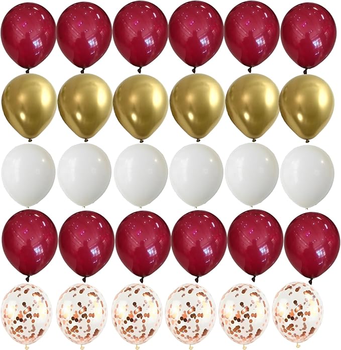 Amazon.com: Burgundy and Gold Balloons,Burgundy Balloons,62 Pcs Ruby ...