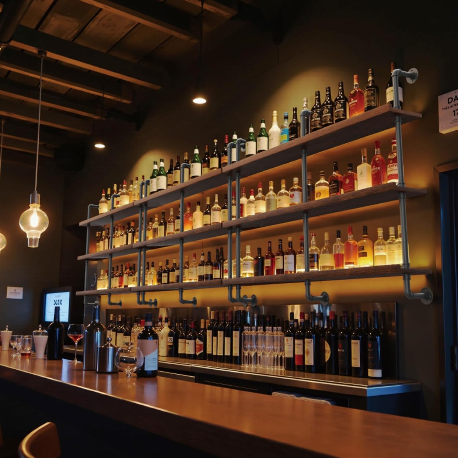 Amazon.com: Solid Wood Wine Rack Wall Mounted, Wall Bar Shelves for ...